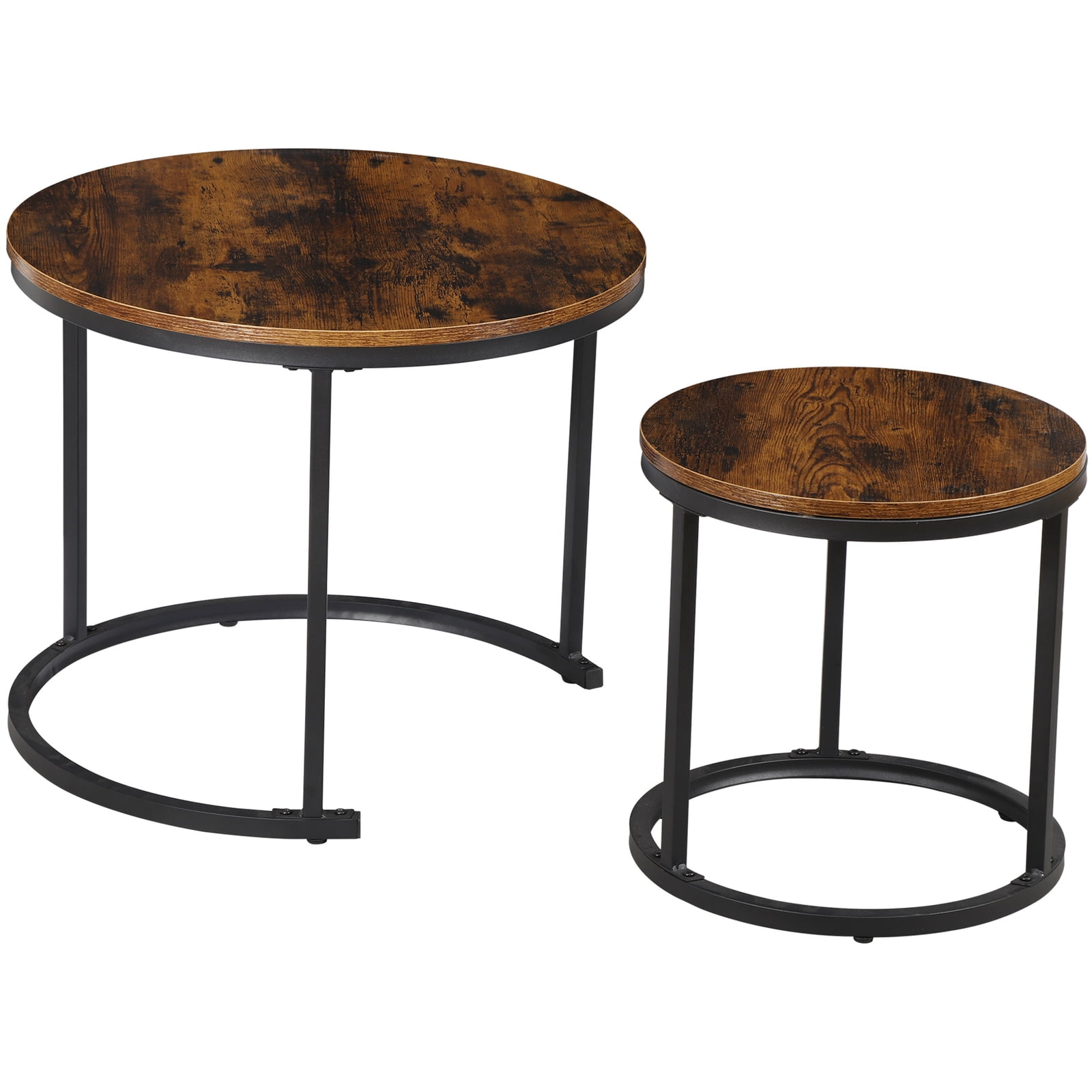 YUONAO Coffee Table Set of 2, Round Nesting Side Tables with Sturdy ...