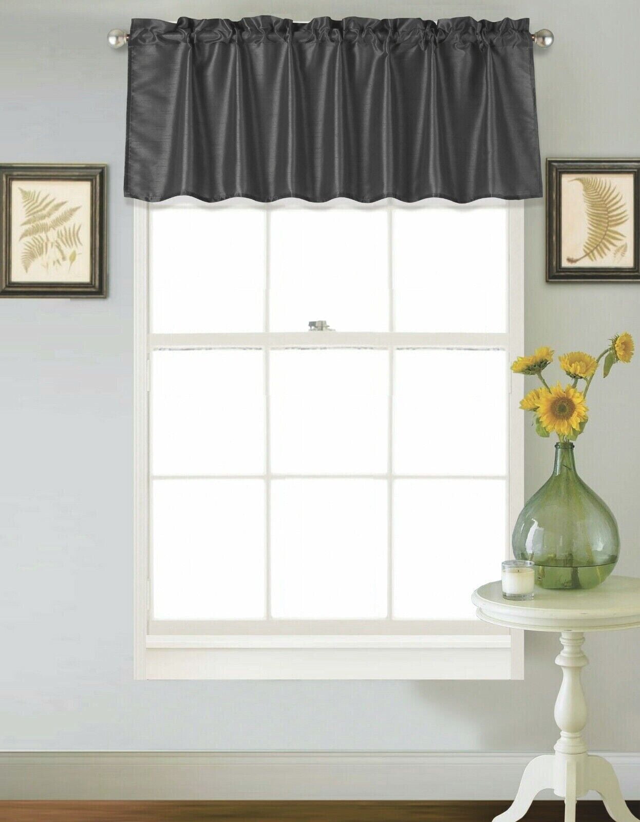 YUONAO Faux Silk Window Valance Topper with Rod Pocket – 55" Wide x 18 ...