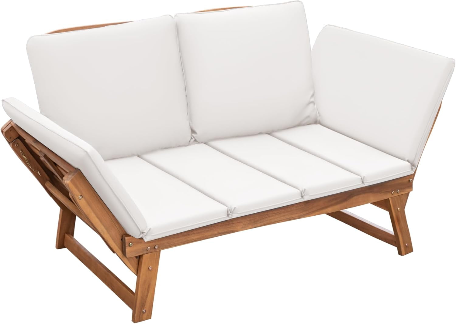 YUONAO Outdoor Convertible Sofa Couch, Acacia Wood Patio Couch with ...