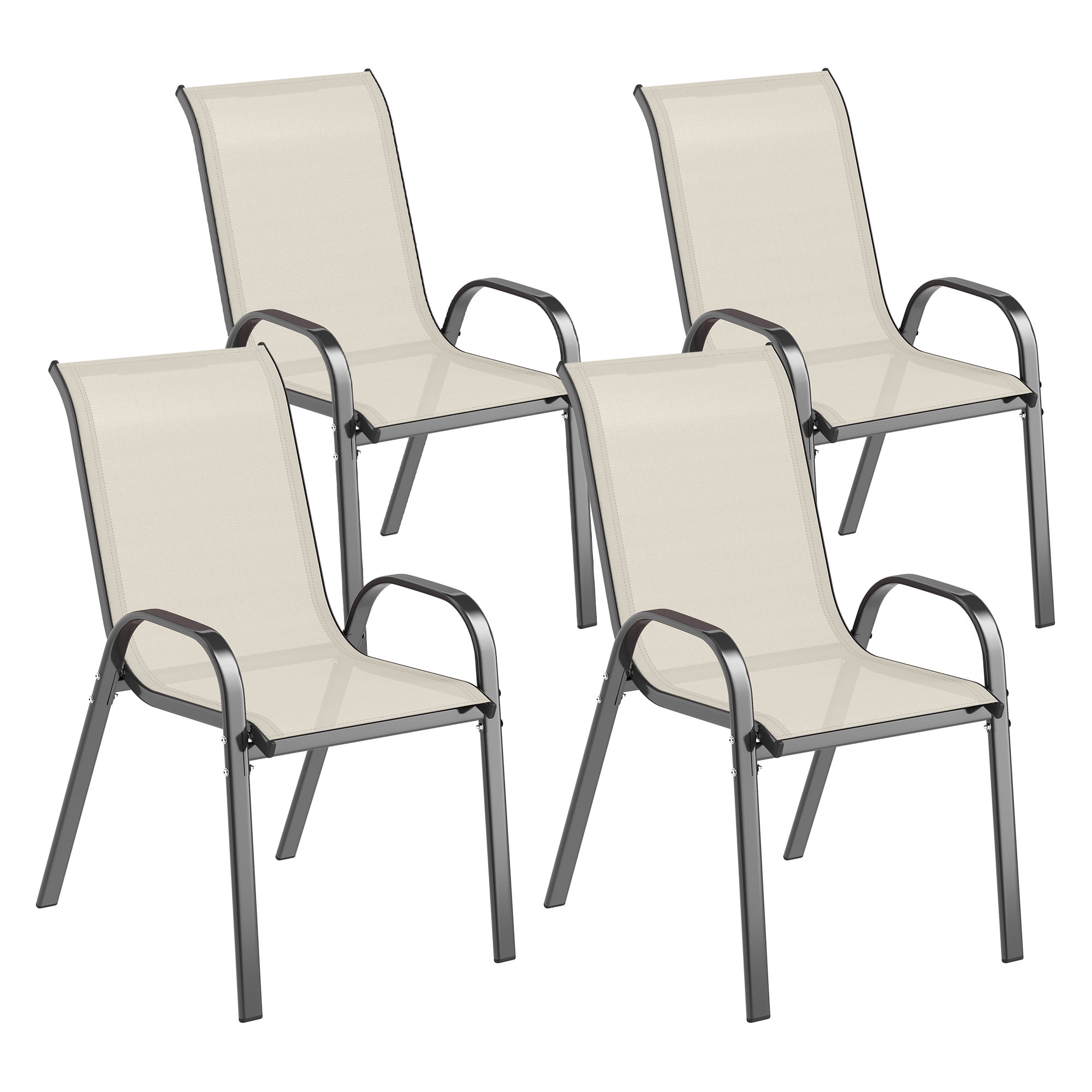 YUONAO Outdoor Dining Chairs Set of 4, Stackable High Back Patio Chairs ...