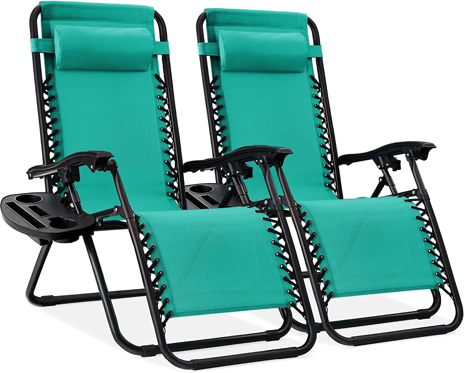 YUONAO Set of 2 Zero Gravity Lounge Chairs with Cup Holders & Pillows ...