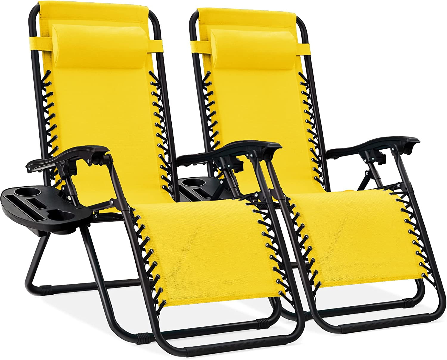 YUONAO Set of 2 Zero Gravity Lounge Chairs with Cup Holders & Pillows ...