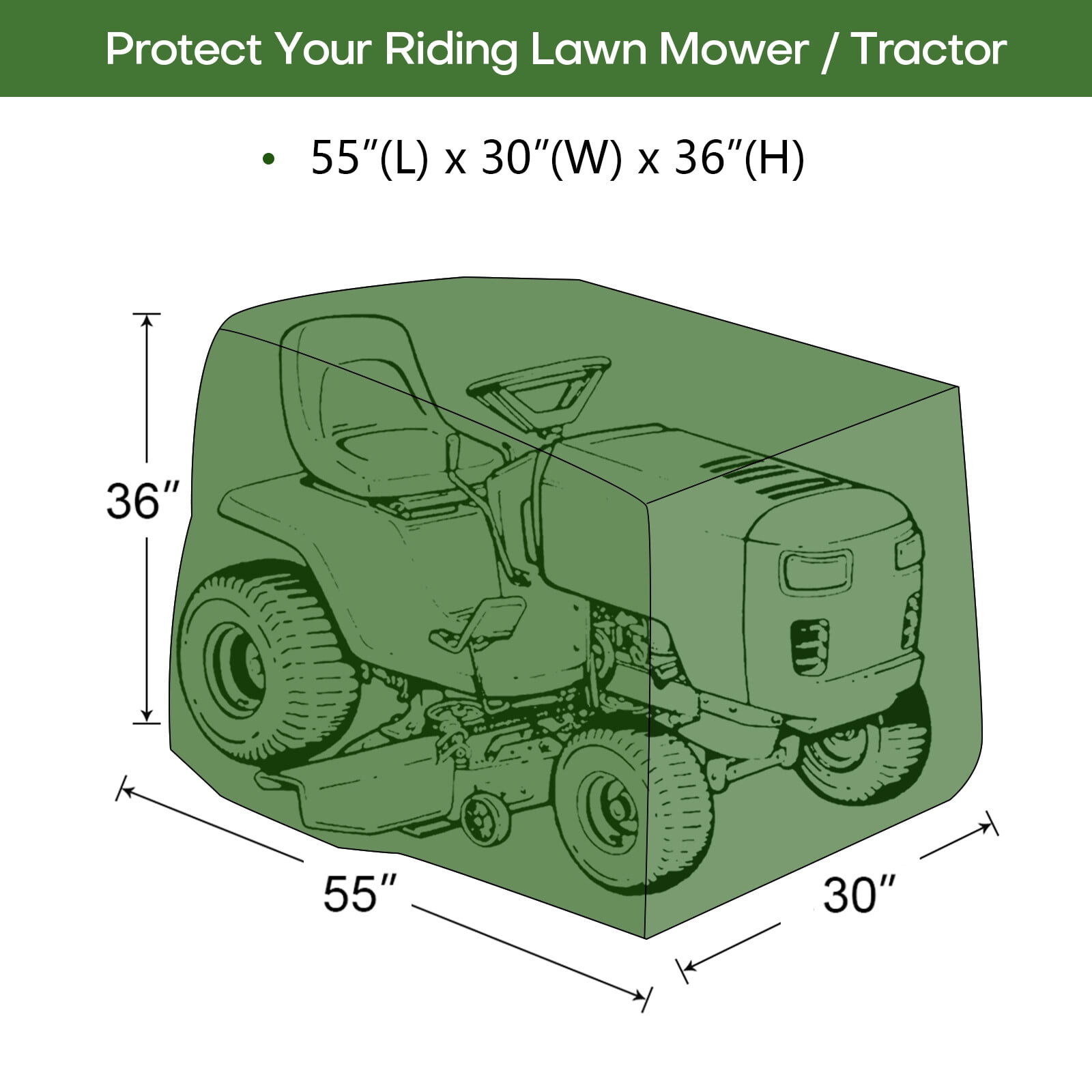 YUONAO Waterproof Riding Mower Lawn Tractor Cover, Heavy-Duty 210D UV ...