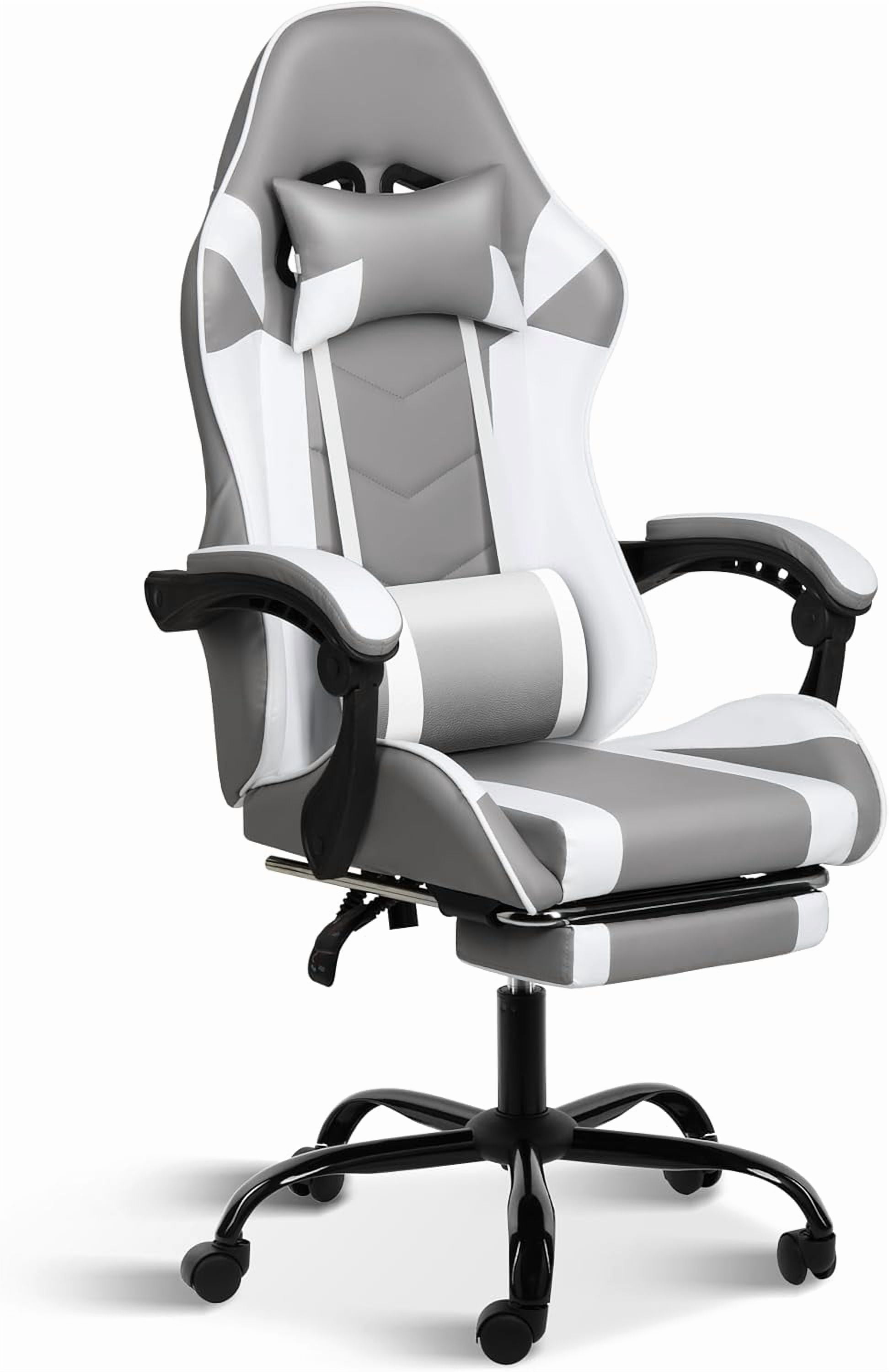 YUONAO White Gaming Chair with Footrest, Big and Tall Gamer Chair ...