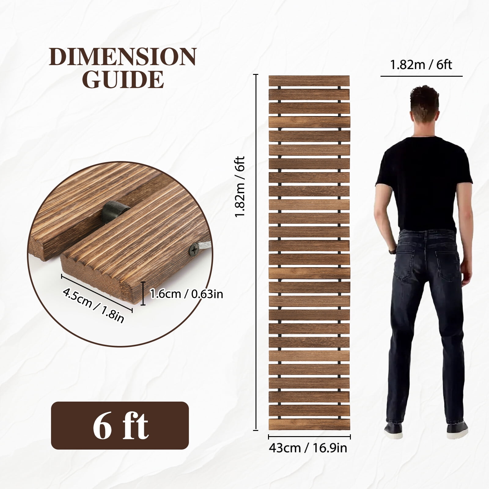 YUONAO Wooden Garden Pathway – Weather-Resistant Non-Slip Outdoor Patio ...