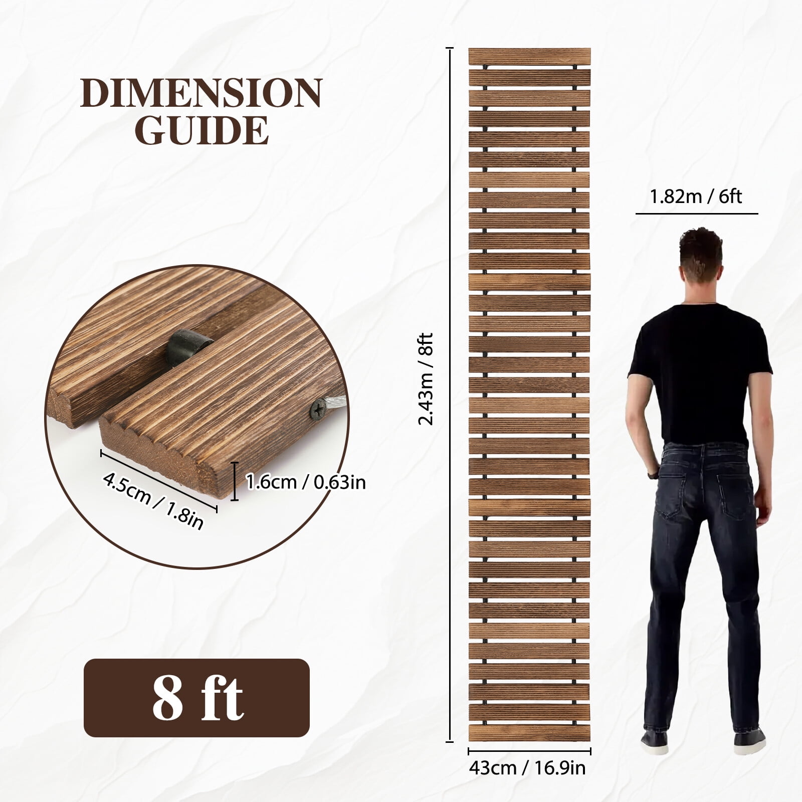 YUONAO Wooden Garden Pathway – Weather-Resistant Non-Slip Outdoor Patio ...