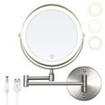YUOY 8" Wall Mounted Lighted Makeup Mirror, Bathroom Magnifying Mirror ...