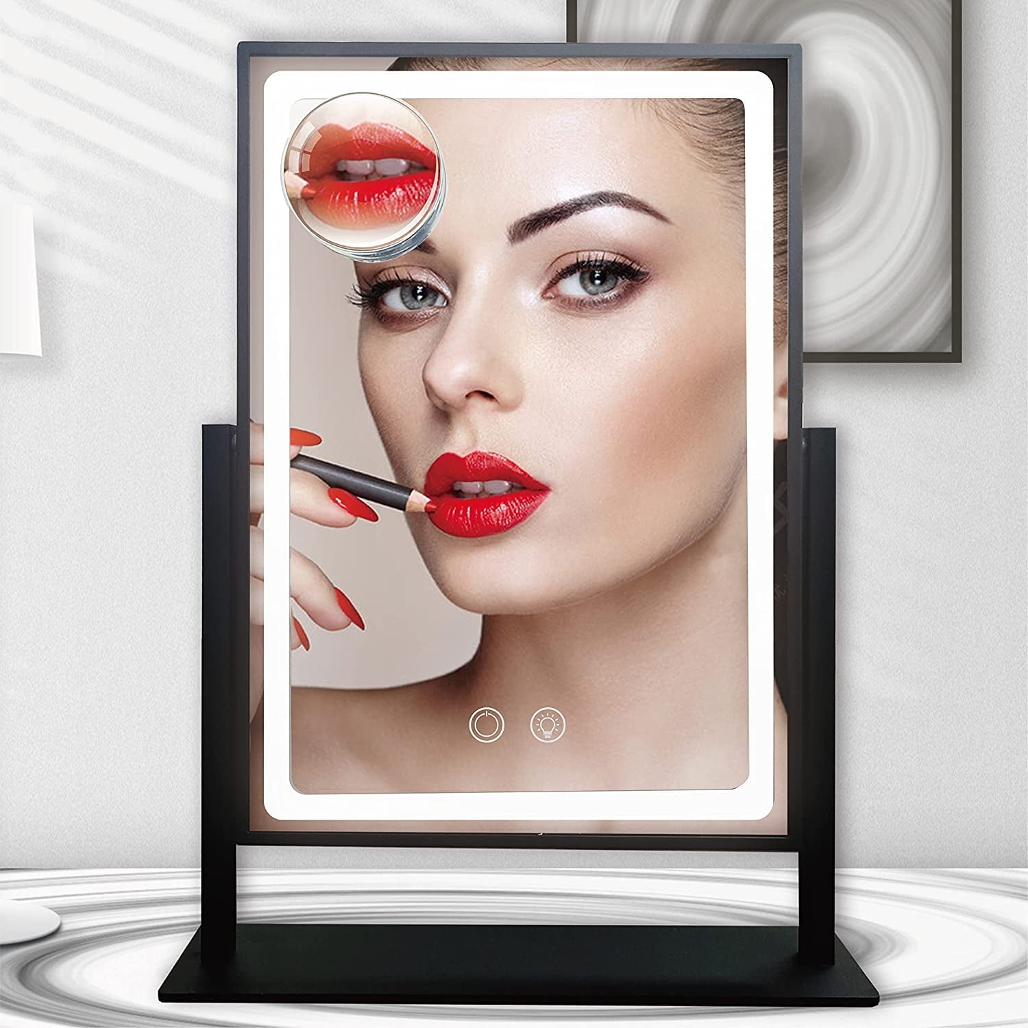 "YUOY Large LED Vanity Mirror, 12""x16"", 3 Color Modes, 10X ...