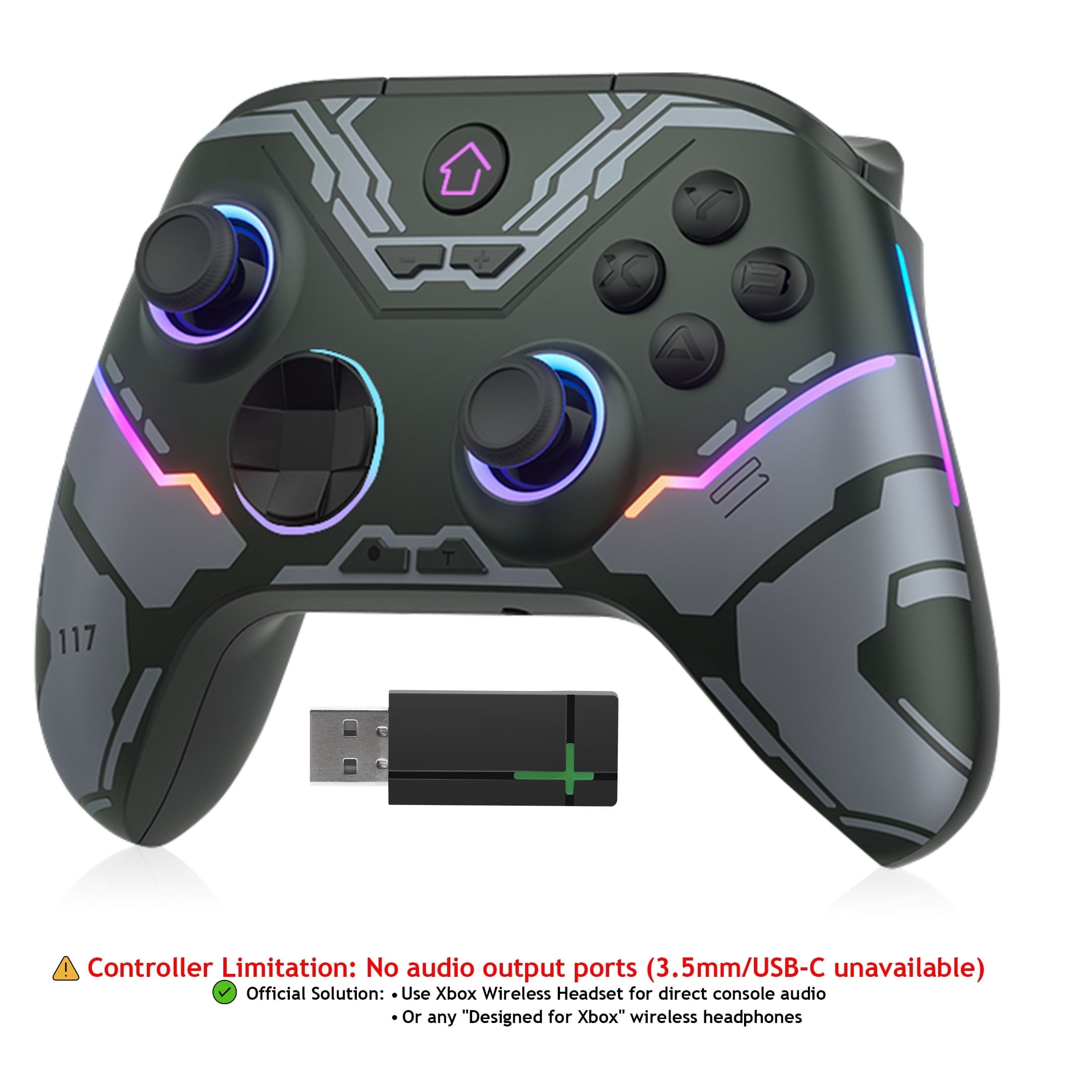 YUOY Wireless Controller for Xbox One X/S & Series X/S, with RGB Light ...