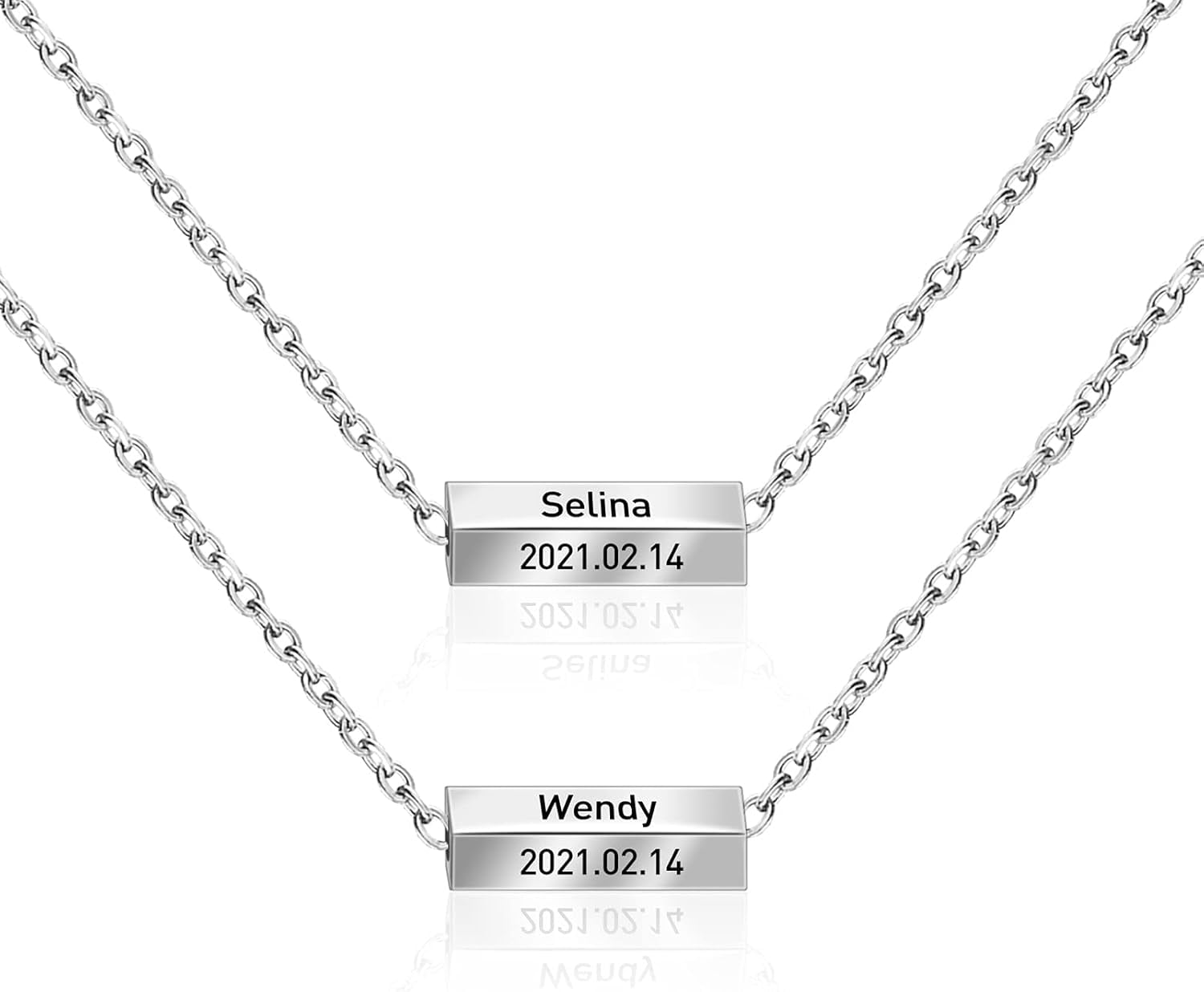 YUPPOLKR 2pcs Personalized Couple Necklace for Him and Her Custom ...