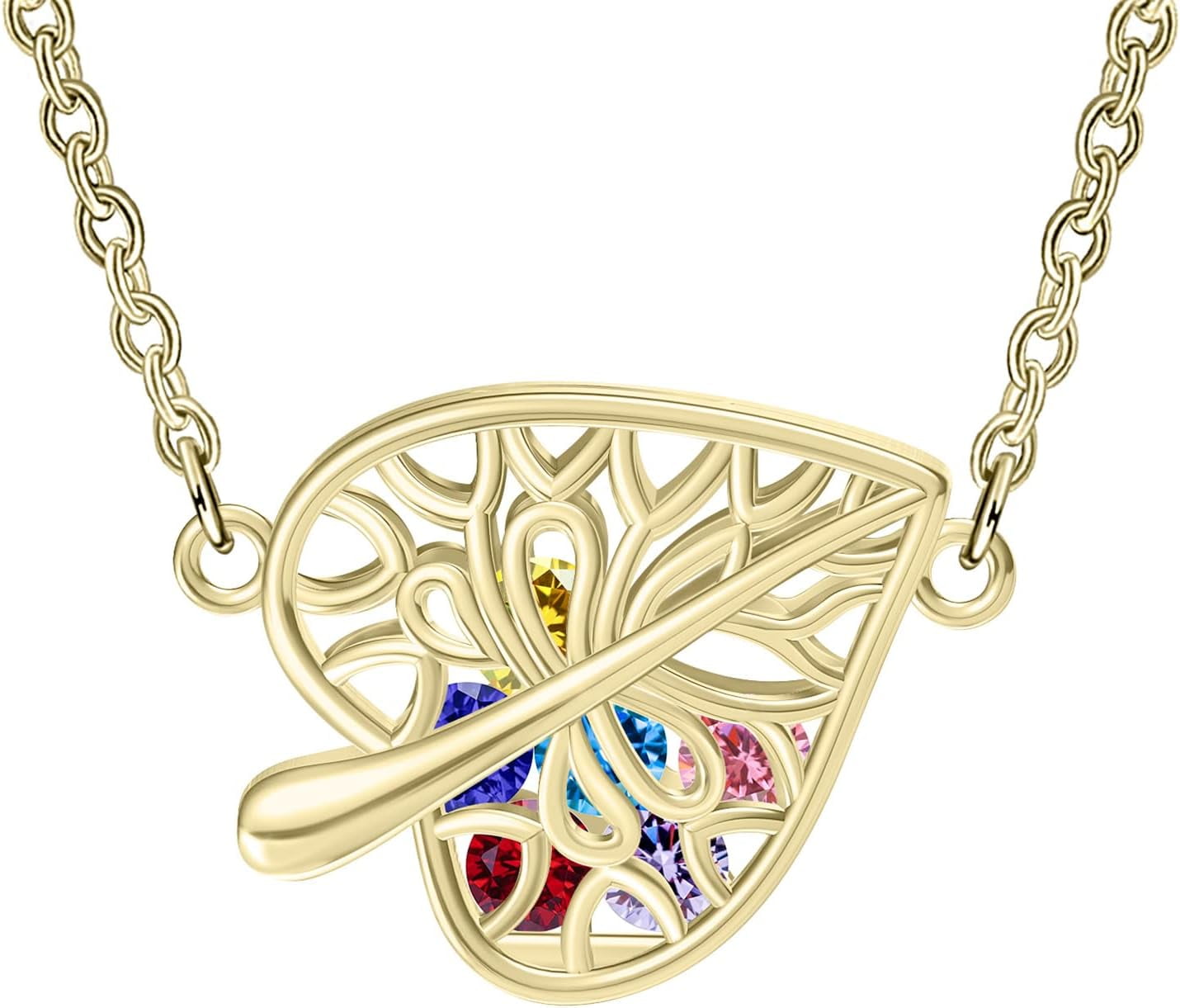 YUPPOLKR Personalize Birthstones Necklace for Women Heart Shaped Mother ...