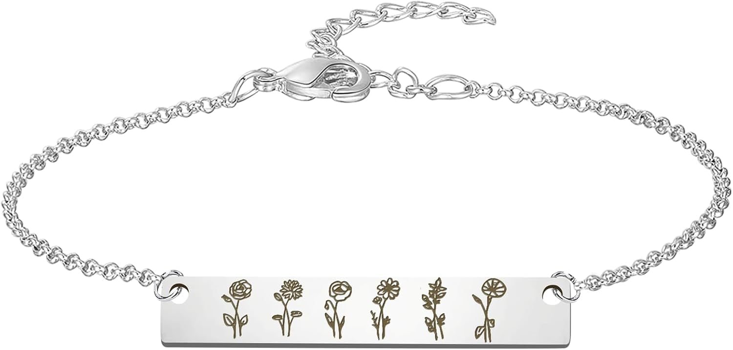 YUPPOLKR Personalized Mother's Bracelet with Names and Flower, Custom ...