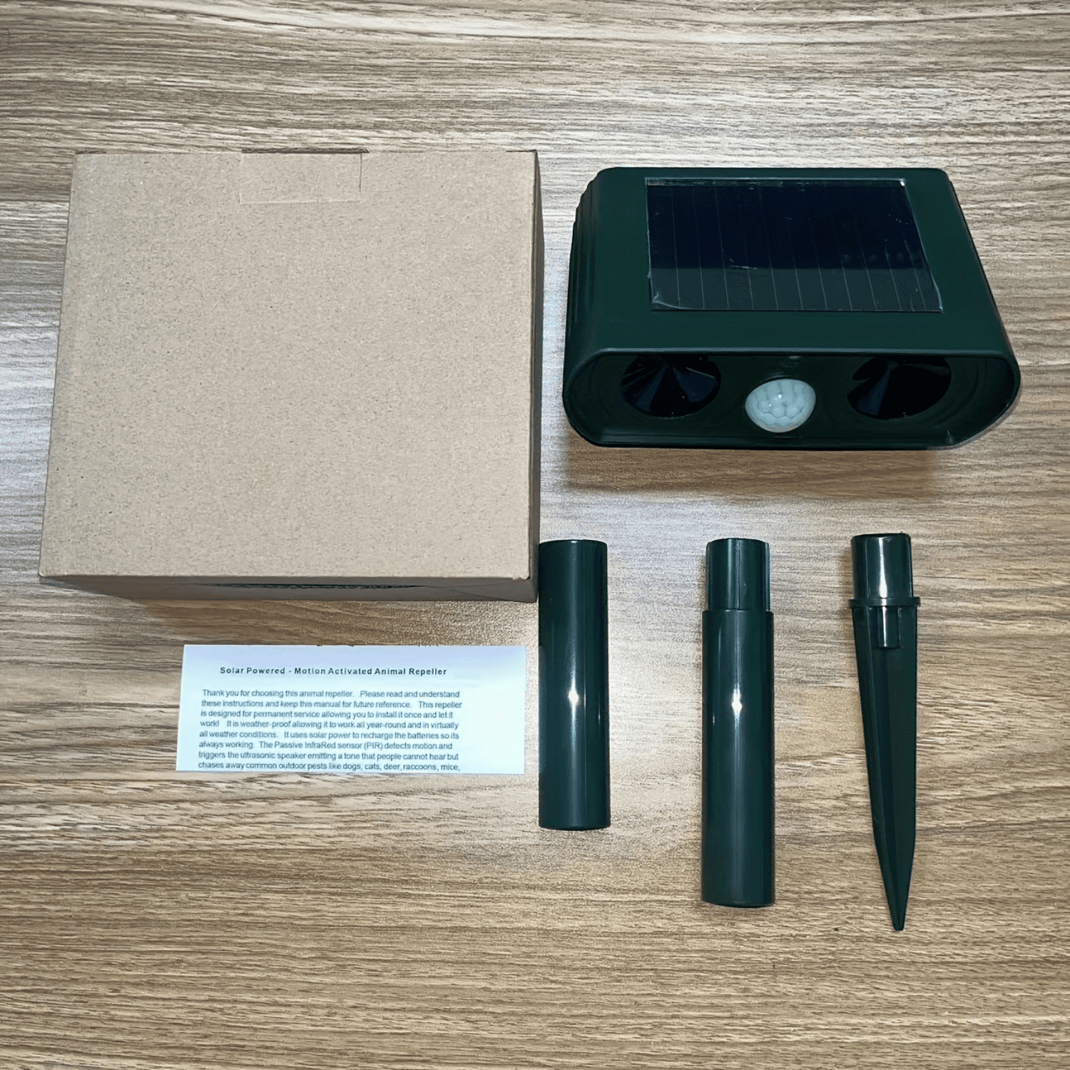 YUQIAOWL Solar-Powered Ultrasonic Animal Repeller Solar Panel Charged ...