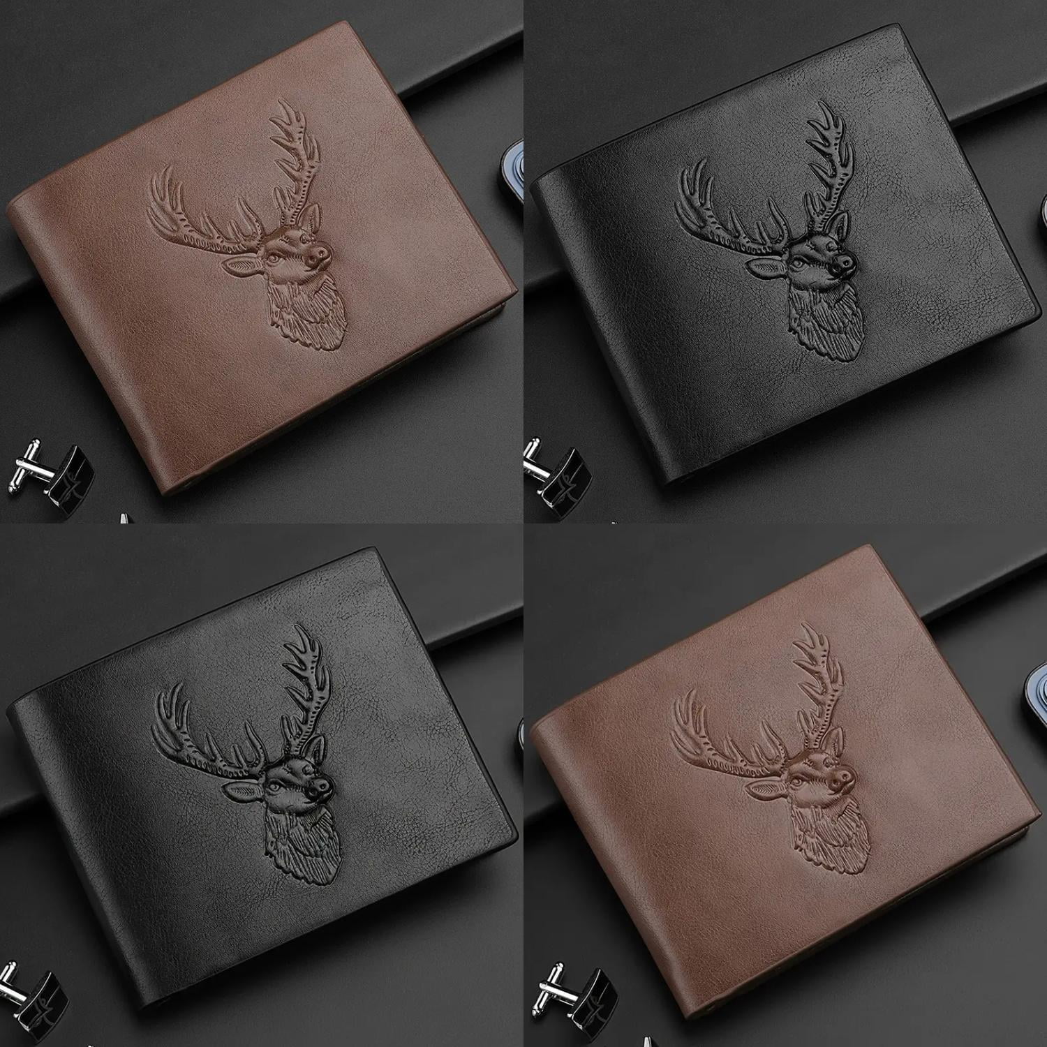 YUQIAOX Brown Color Classic 3D Embossed Pattern Deer Head Men‘s ...