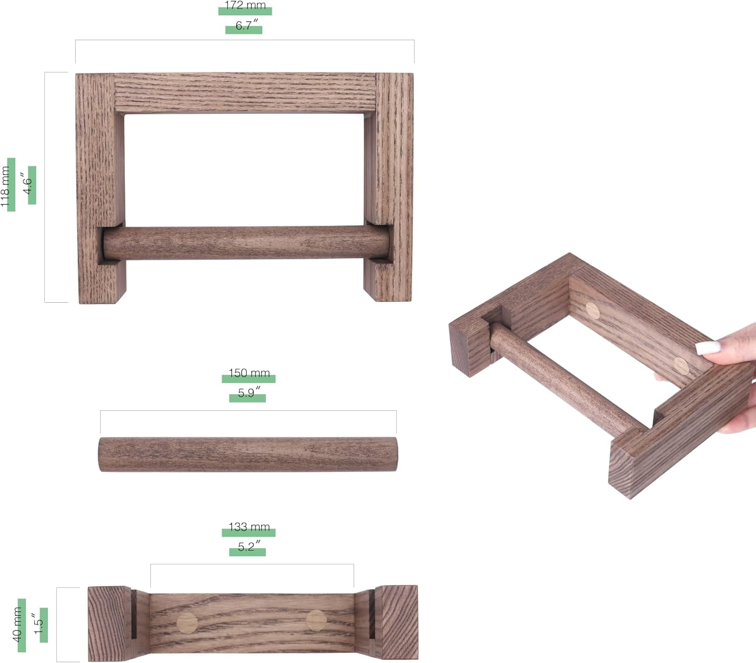 YUSHI-Brown Wood Toilet Paper Holder - Toilet Paper Holder Wall, Rustic ...