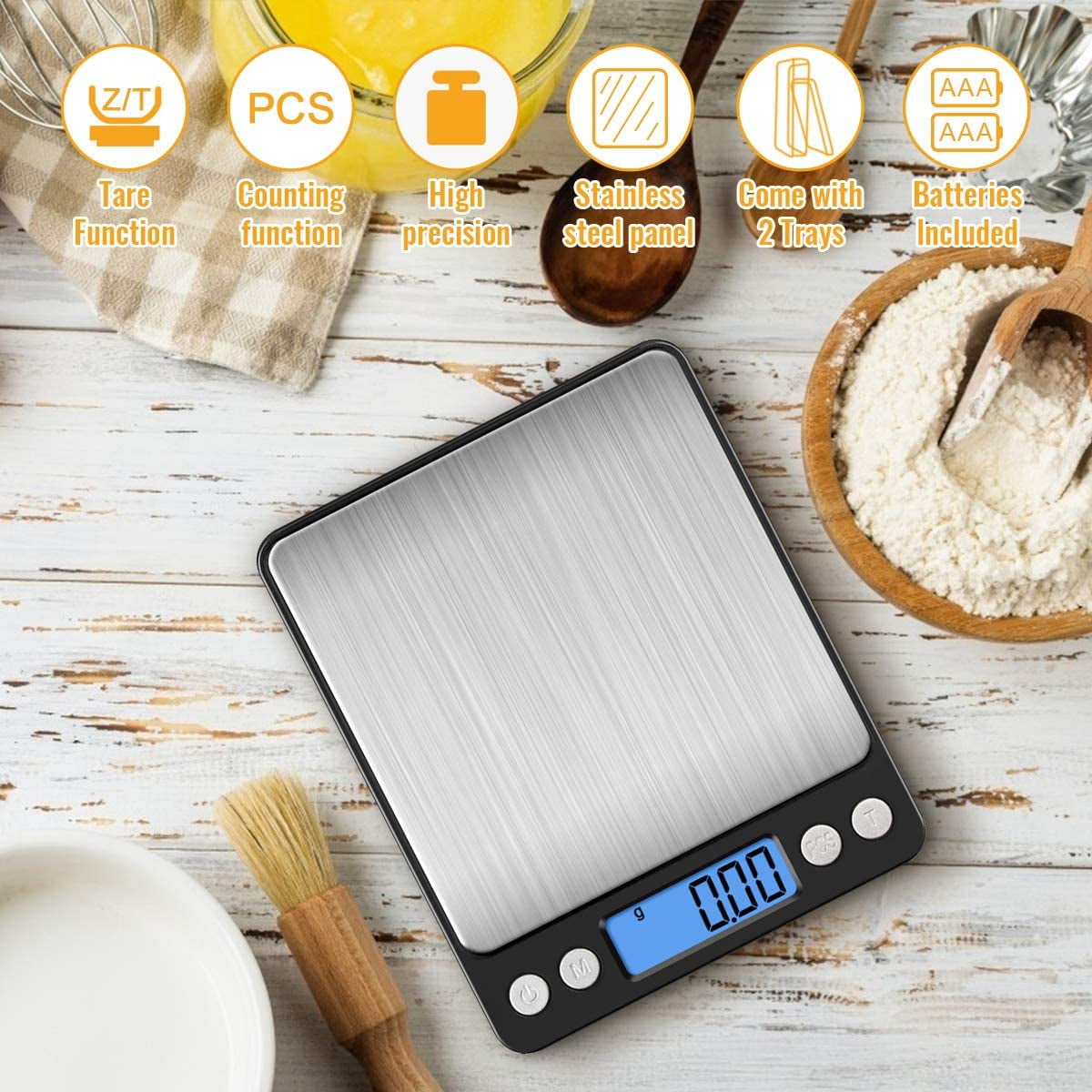 YUSHI-Digital Kitchen Scale 500g/0.01g, High Precision Cooking Food ...