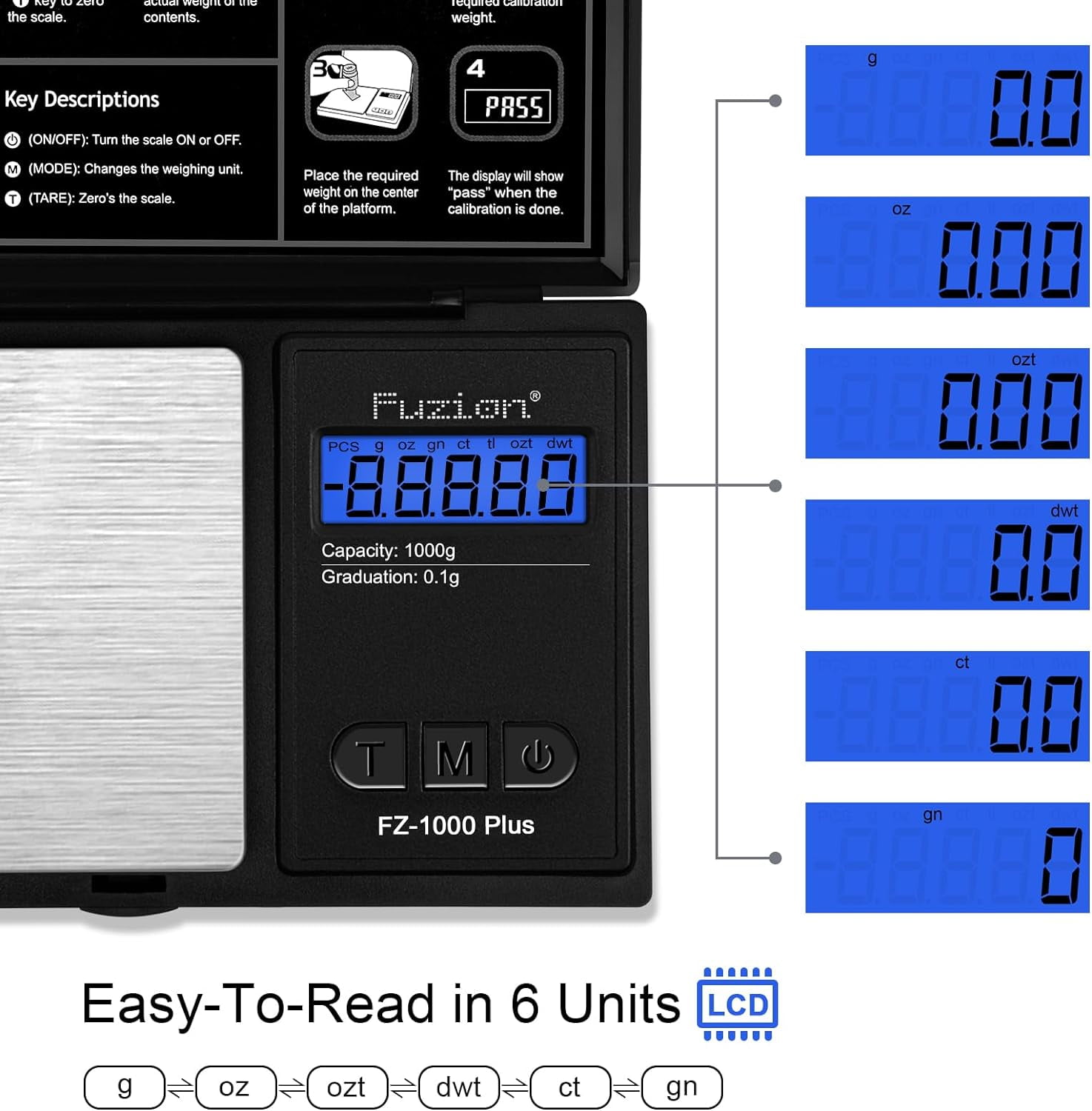 YUSHI-Digital Pocket Scale .1 Gram Accuracy, 1000g Digital Gram Scales ...