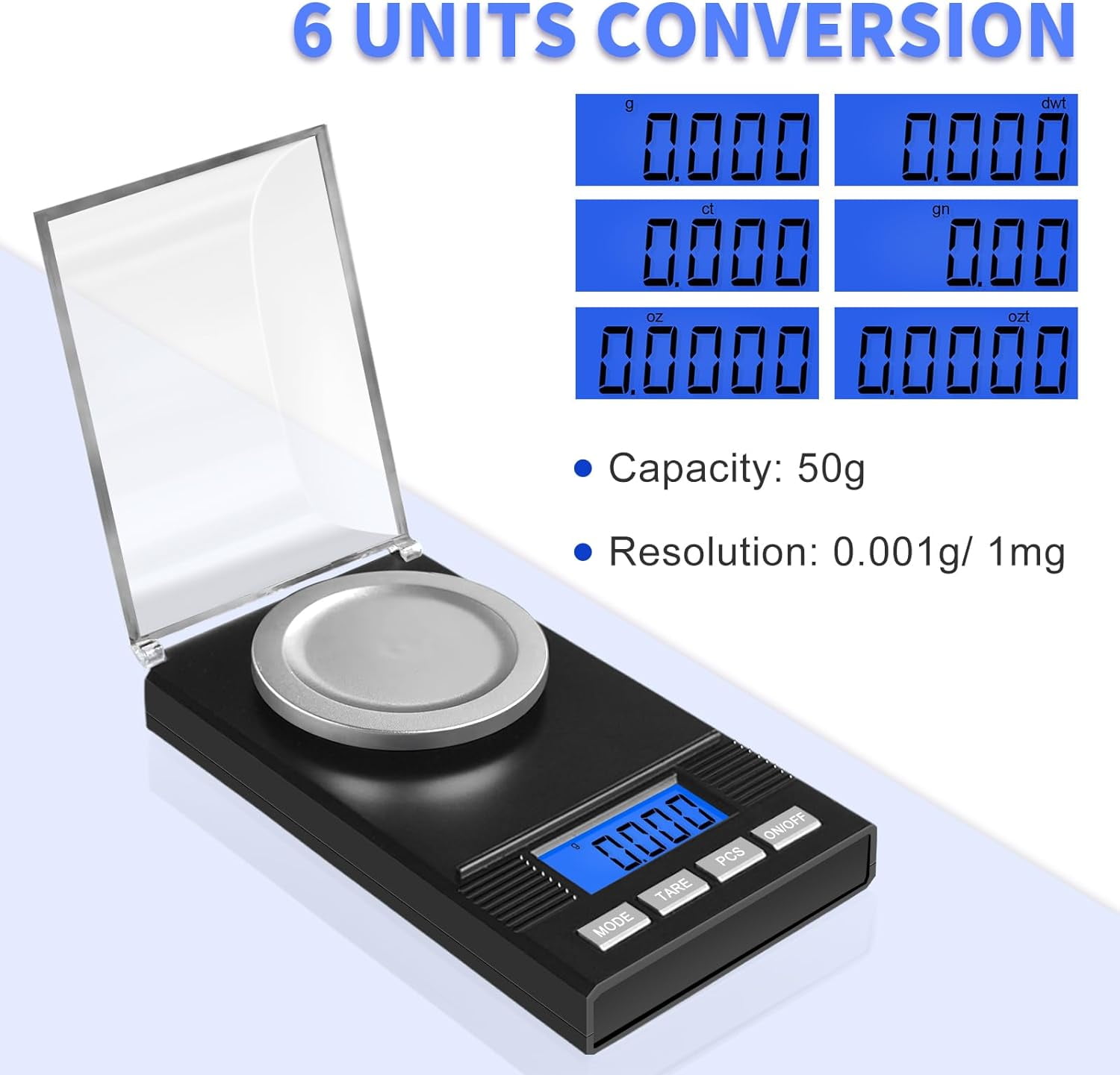 YUSHI-Milligram Scale 50g/0.001g, Portable Jewelry Scale .001 Gram ...
