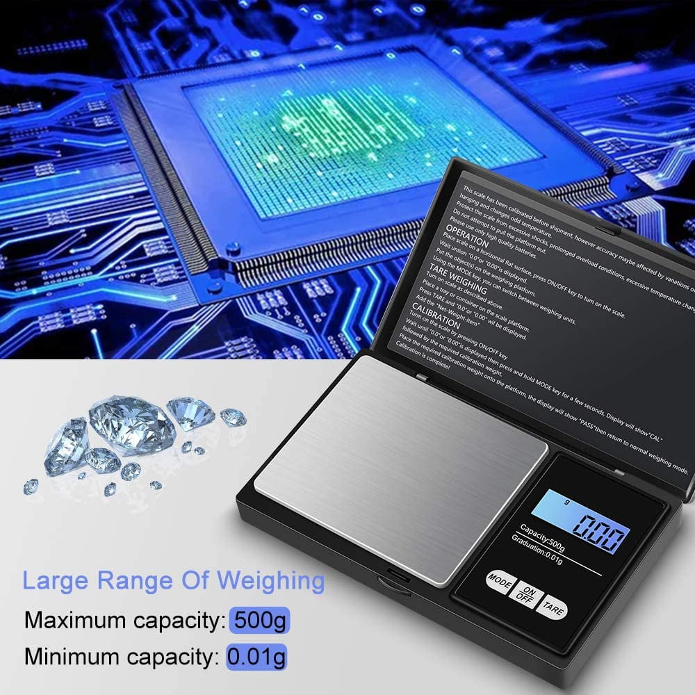 YUSHI-Pocket Gram Scale 500g x 0.01g, Digital Grams Scale, Small Ounce ...