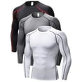 YUSHOW 3 Pack Men's Compressed Gym Shirts, Cool Dry Long Sleeve UV ...