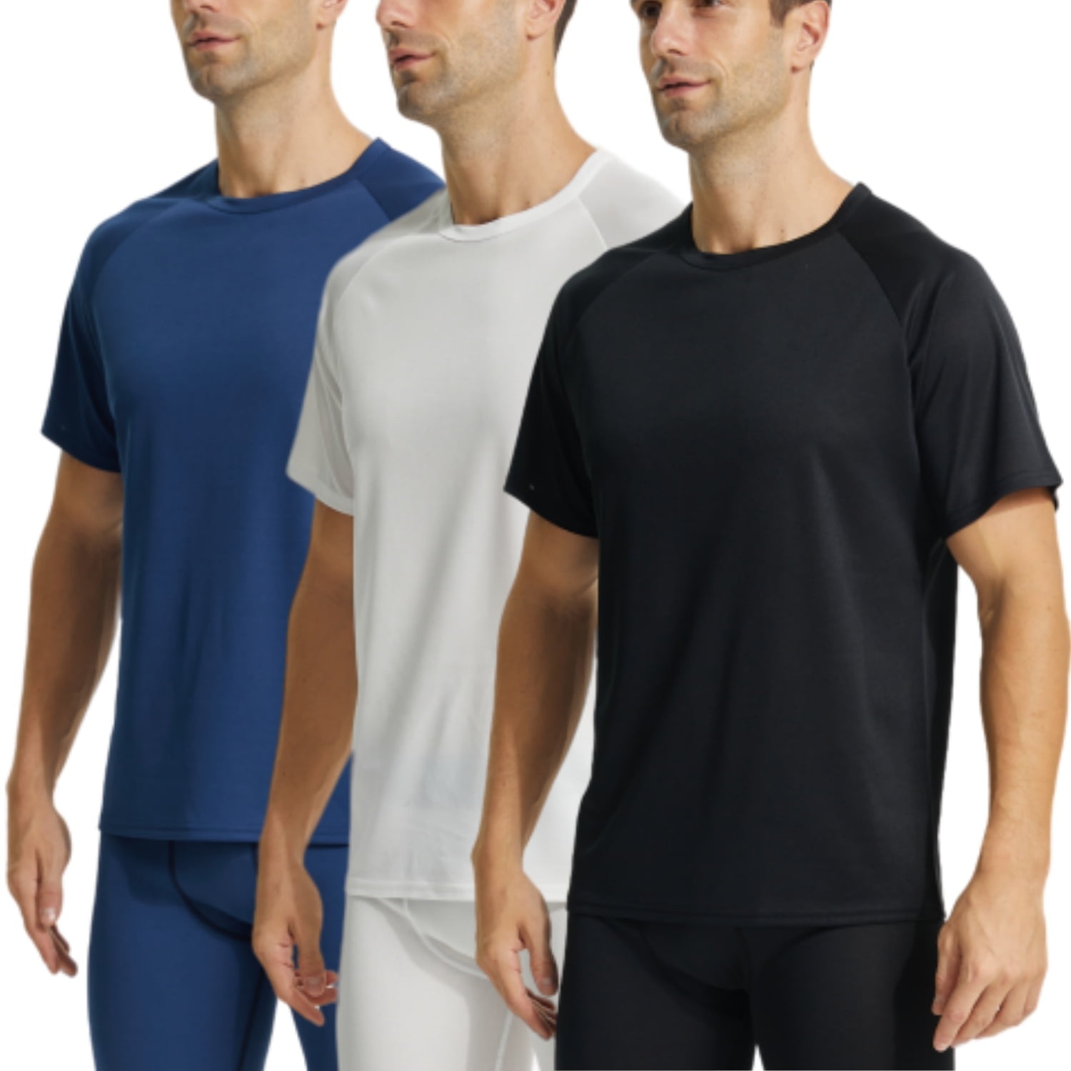 YUSHOW 3 Pack Mens Athletic Shirts Moisture Wicking Quick Dry Men's Gym ...