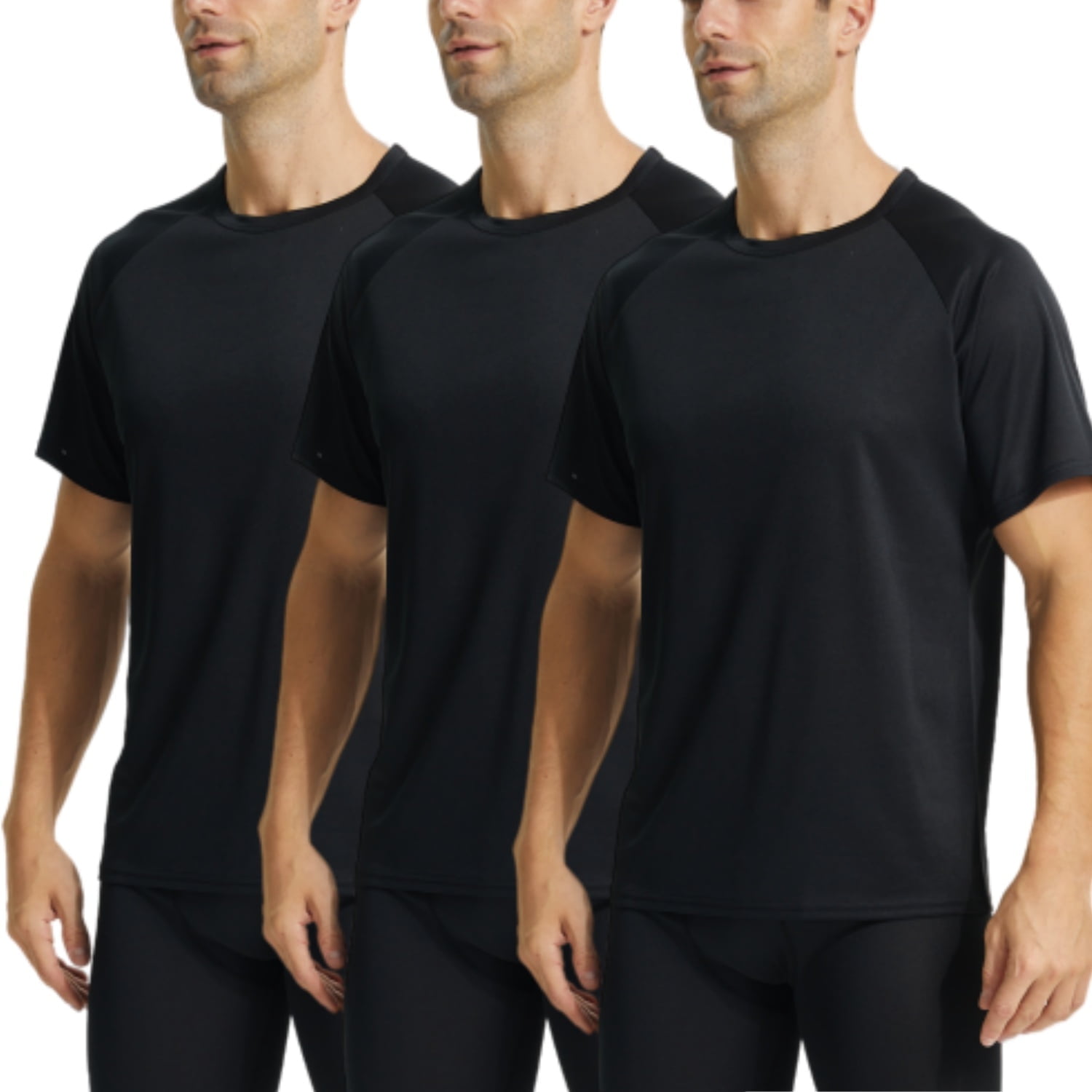 YUSHOW 3 Pack Mens Athletic Shirts Moisture Wicking Quick Dry Men's Gym ...