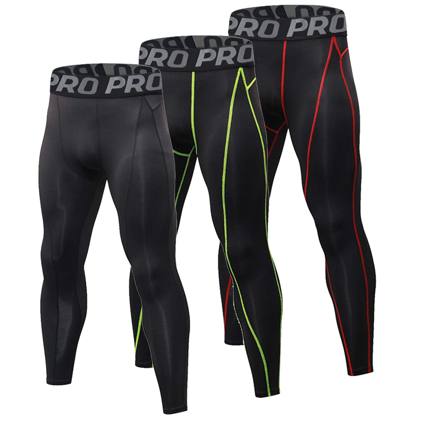 YUSHOW 3 Pack Mens Tights Cool Dry Compression Leggings for Men Base ...