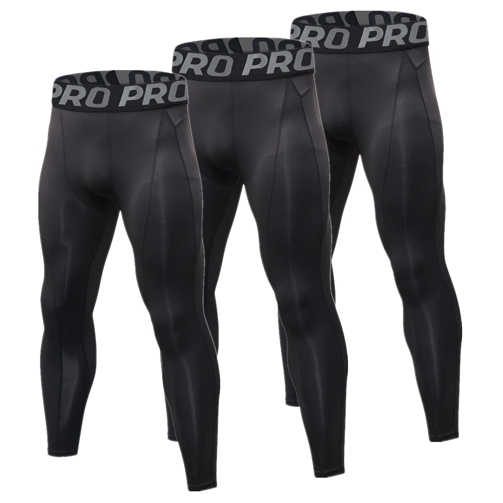 YUSHOW 3 Pack Mens Tights Cool Dry Compression Leggings for Men Base ...