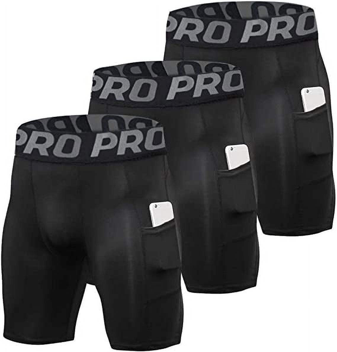 YUSHOW Men's 3-Pack Compression Shorts - High-Performance Workout Gear ...