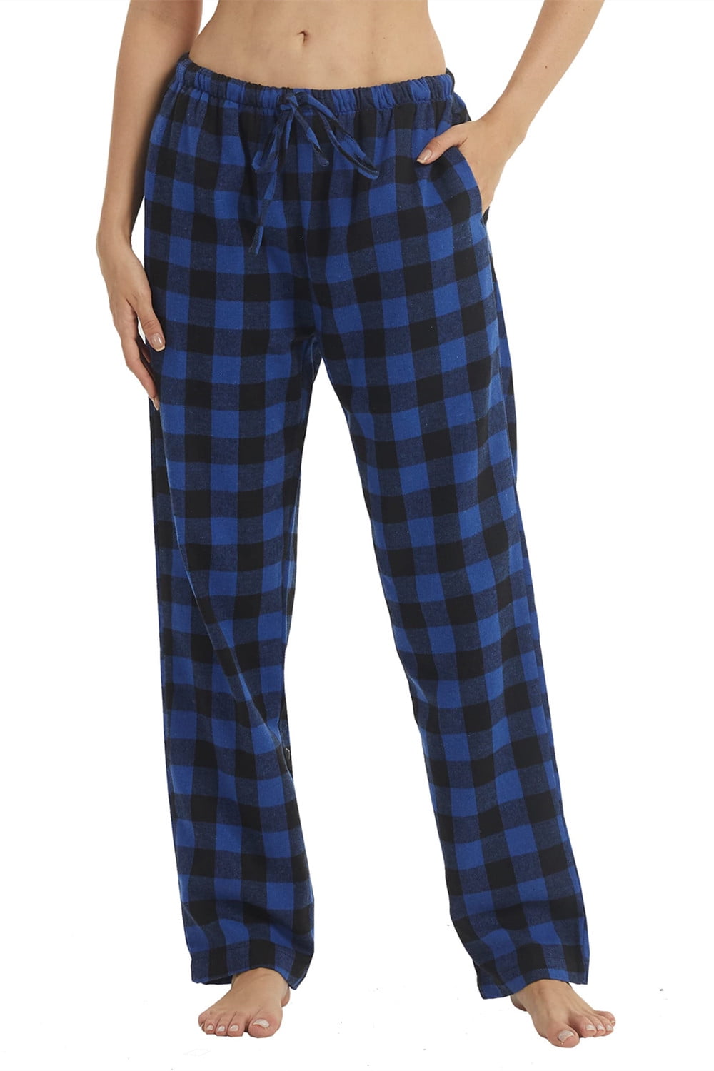 YUSHOW Women's Stretchy Flannel Pajama Pants, Soft Plaid Sleep Lounge ...
