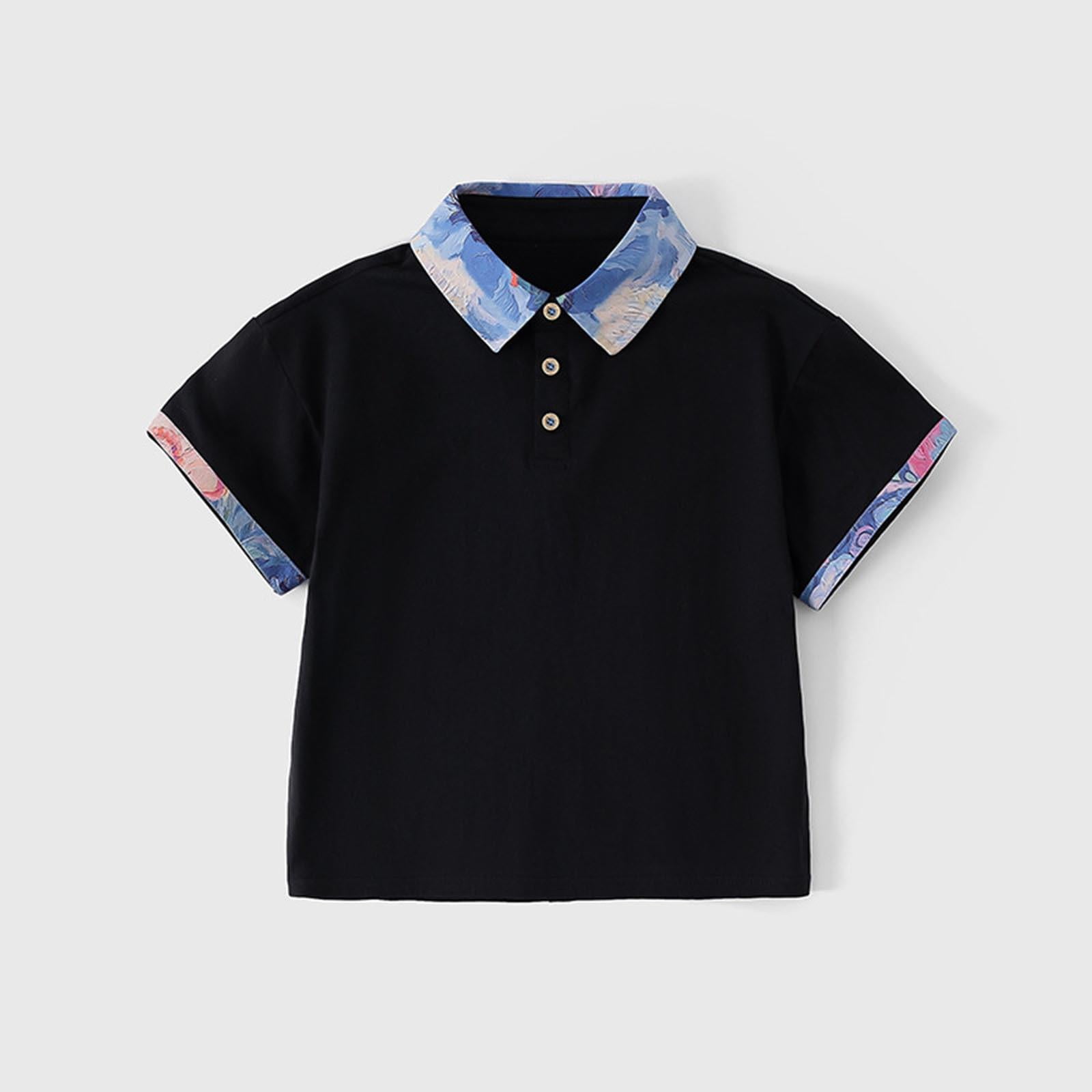 YUSIM Boys Color Block Polo Shirts- Formal Cotton Summer Short Sleeve ...
