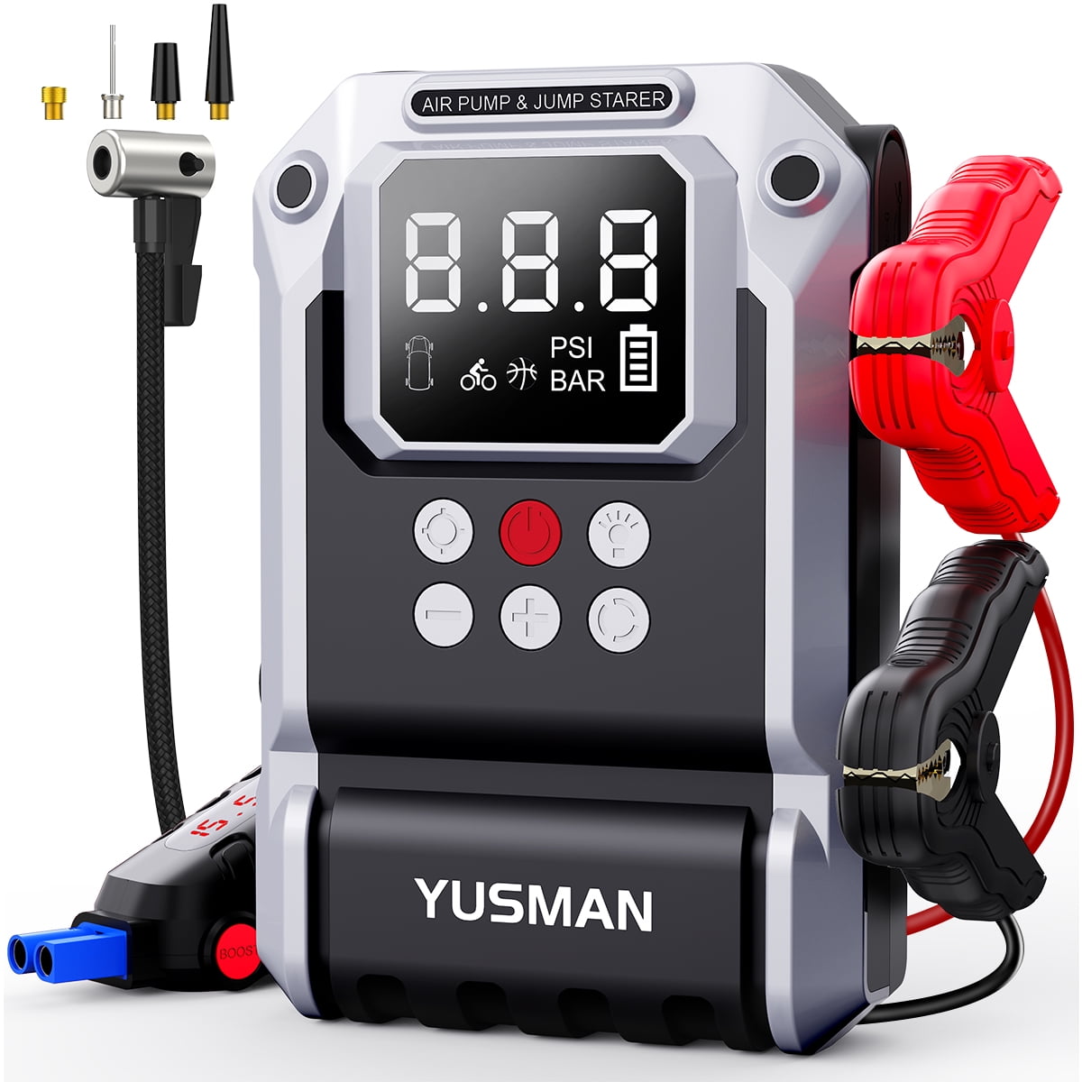 YUSMAN Portable 8500A Car Jump Starter With Air Compressor 150PSl, 12V ...