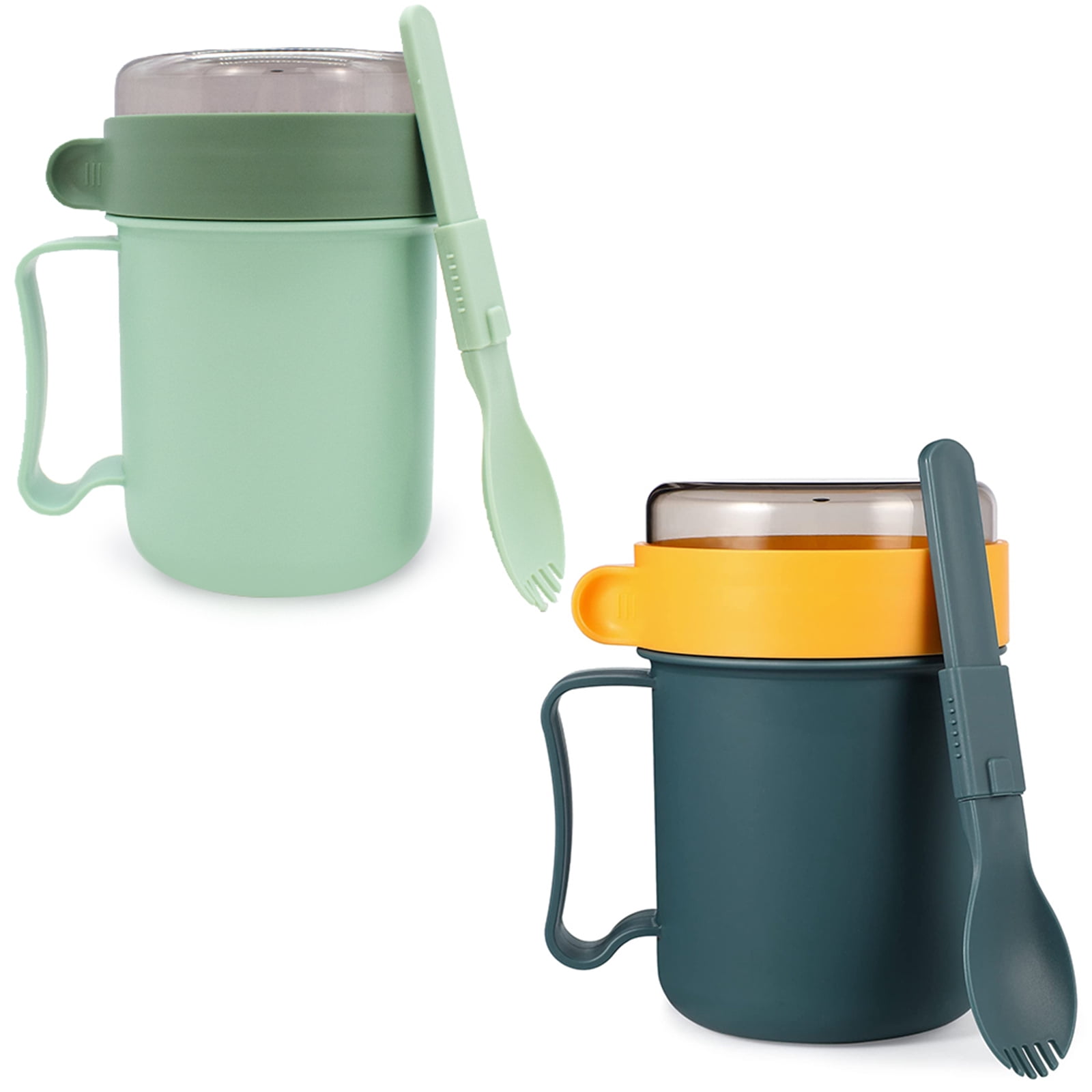 YUSMIEY 2PCS Soup Mug with Lid, Microwave Soup Bowls with Handles, 2 ...