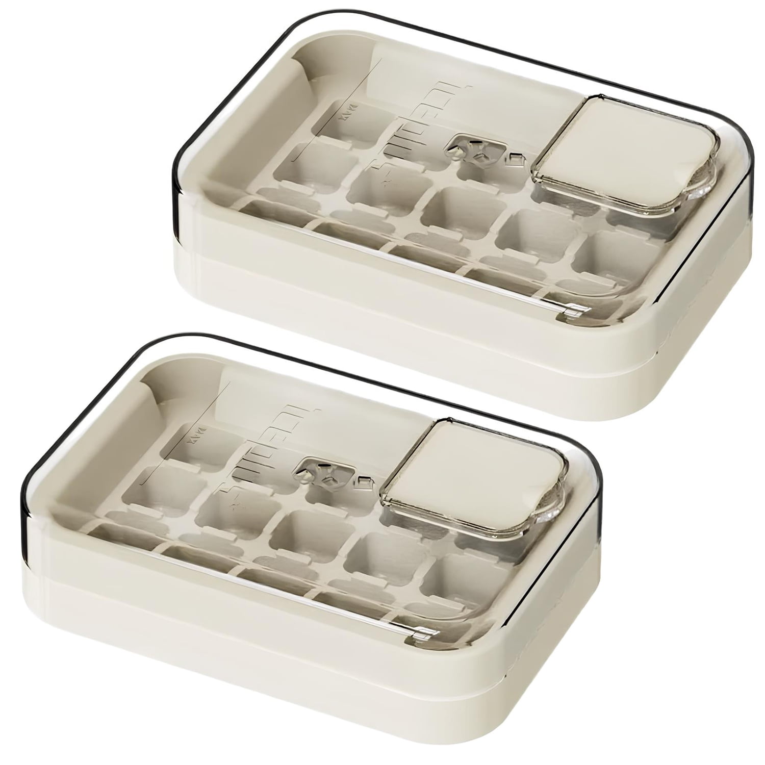 YUSS 2 Pack Ice Cube Trays with Lids & Water Fill Scale – 30 Cubes ...