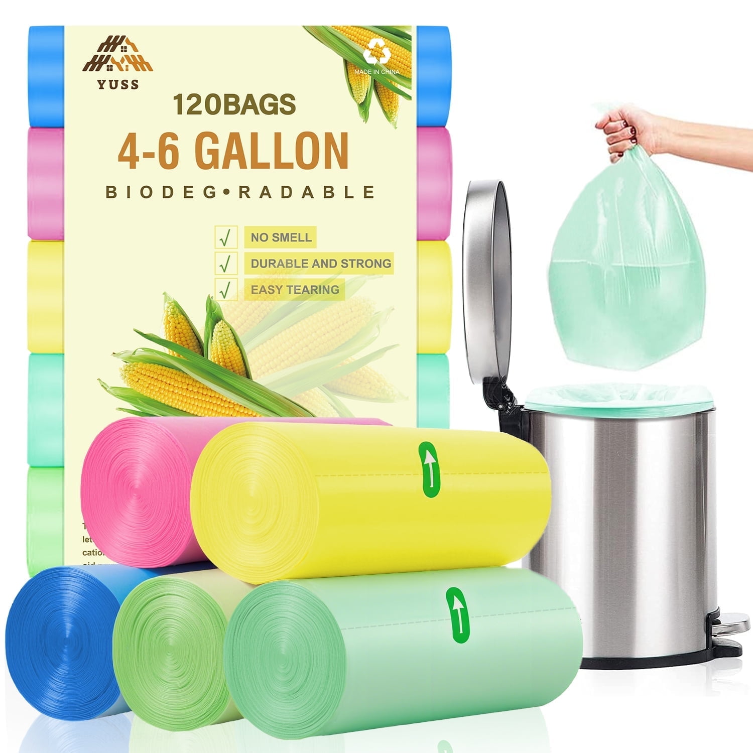YUSS 4 Gallon Small Garbage Bags Heavy Duty Bathroom Trash Bags,120 ...