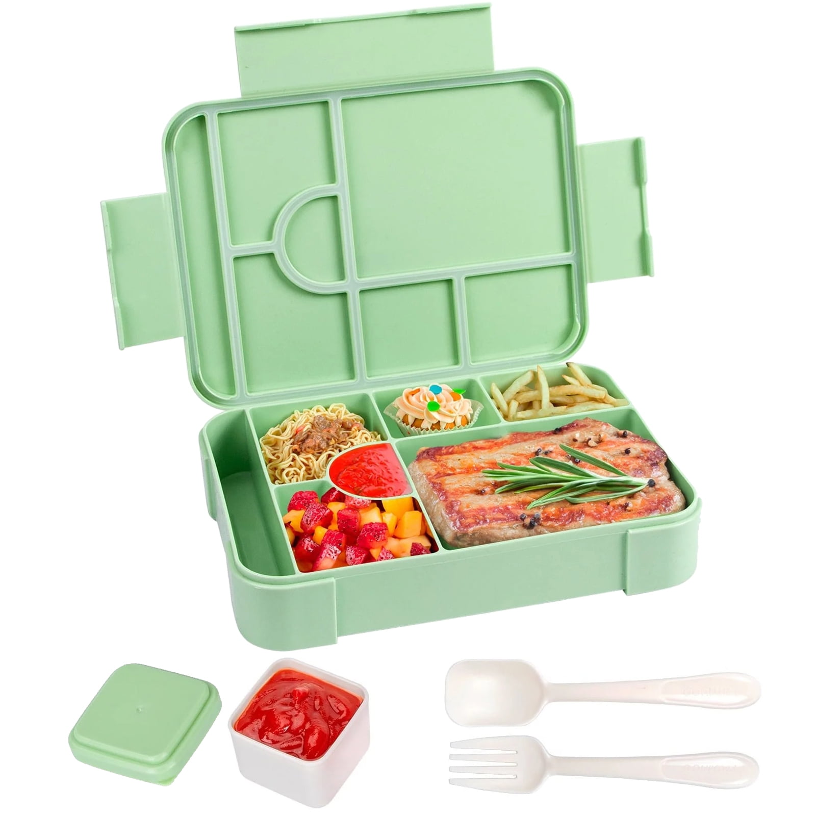 YUSS Bento Boxes,45oz leak proof Lunch Containers with 7 Compartments ...