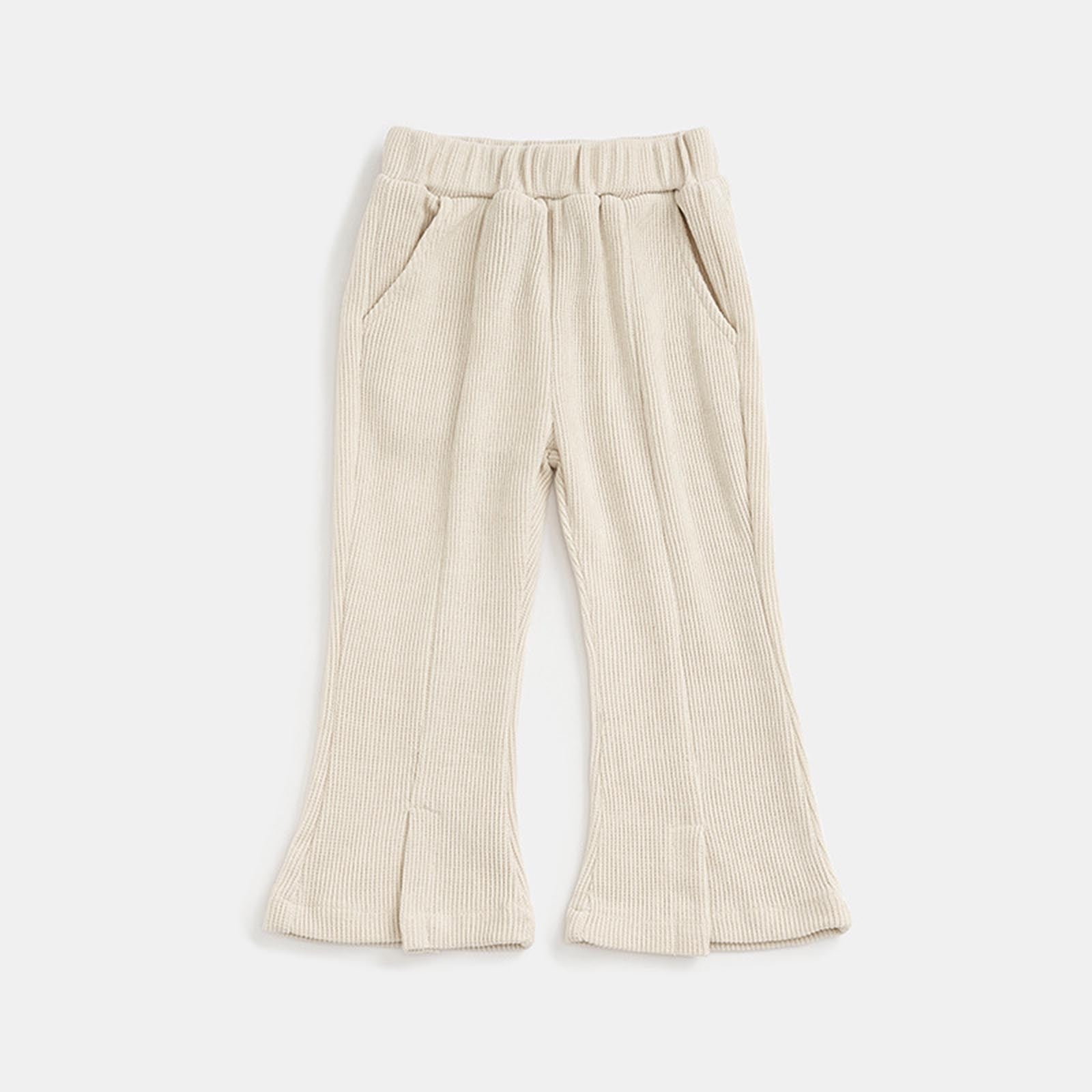 YUTK 1-10 Years Girl Cute Solid Color Versatile Mid Waist Bellbottom ...