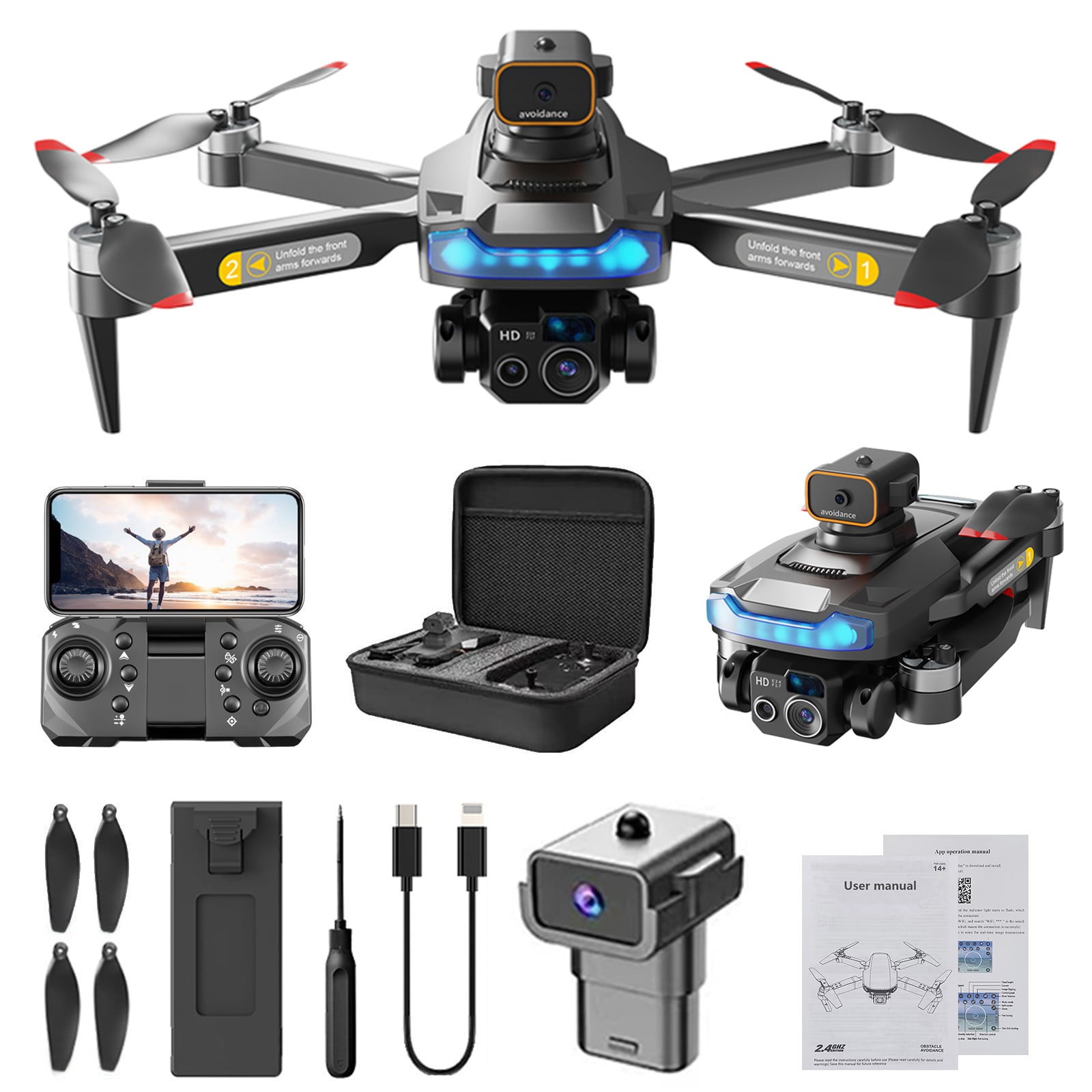 YUTK Christmas Gifts For Kids 8-18 Wifi Fpv Drone With 4K Hd Esc Camera ...