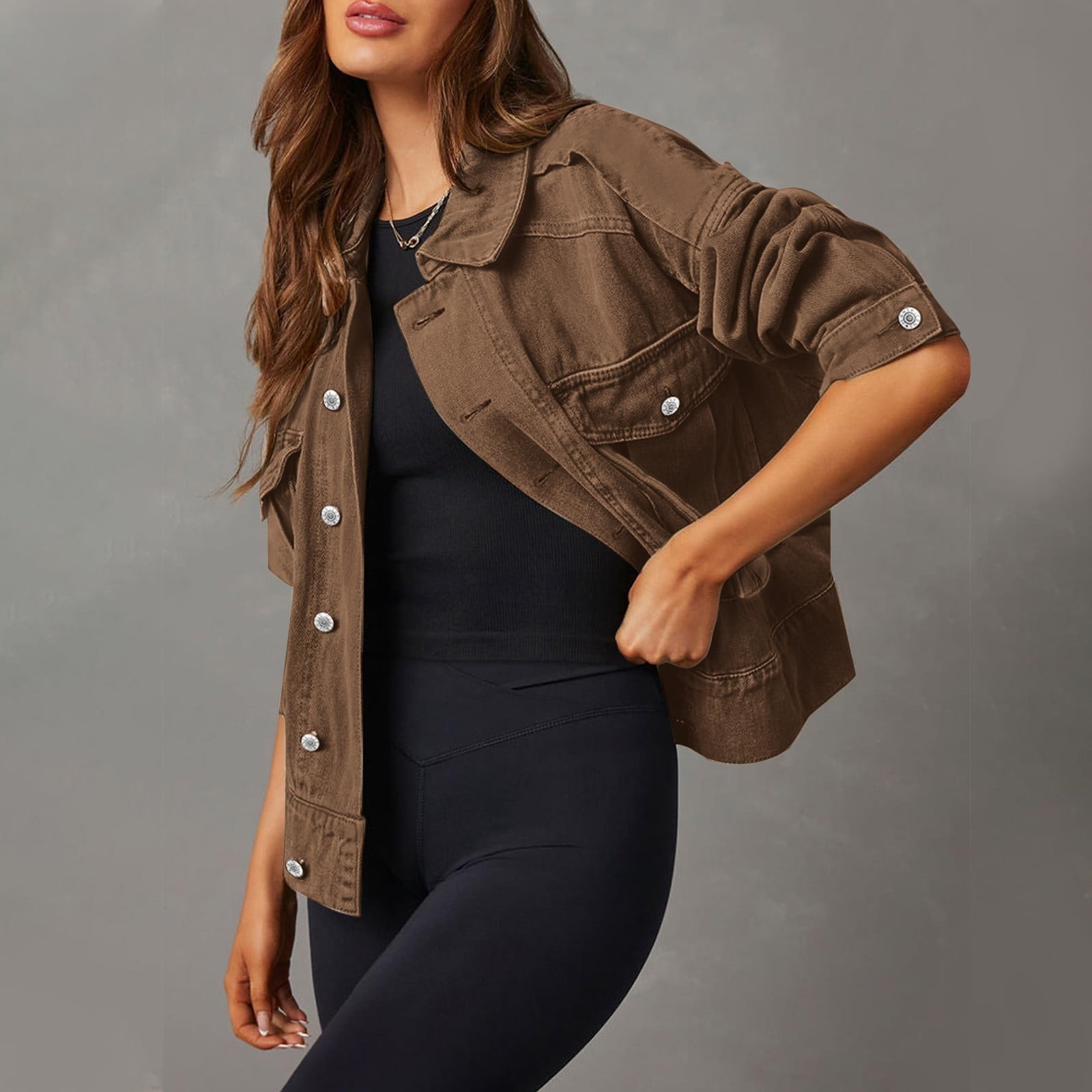 YUTK Jacket Jeans for Women,Women's Fashion Short Button Workwear Denim ...