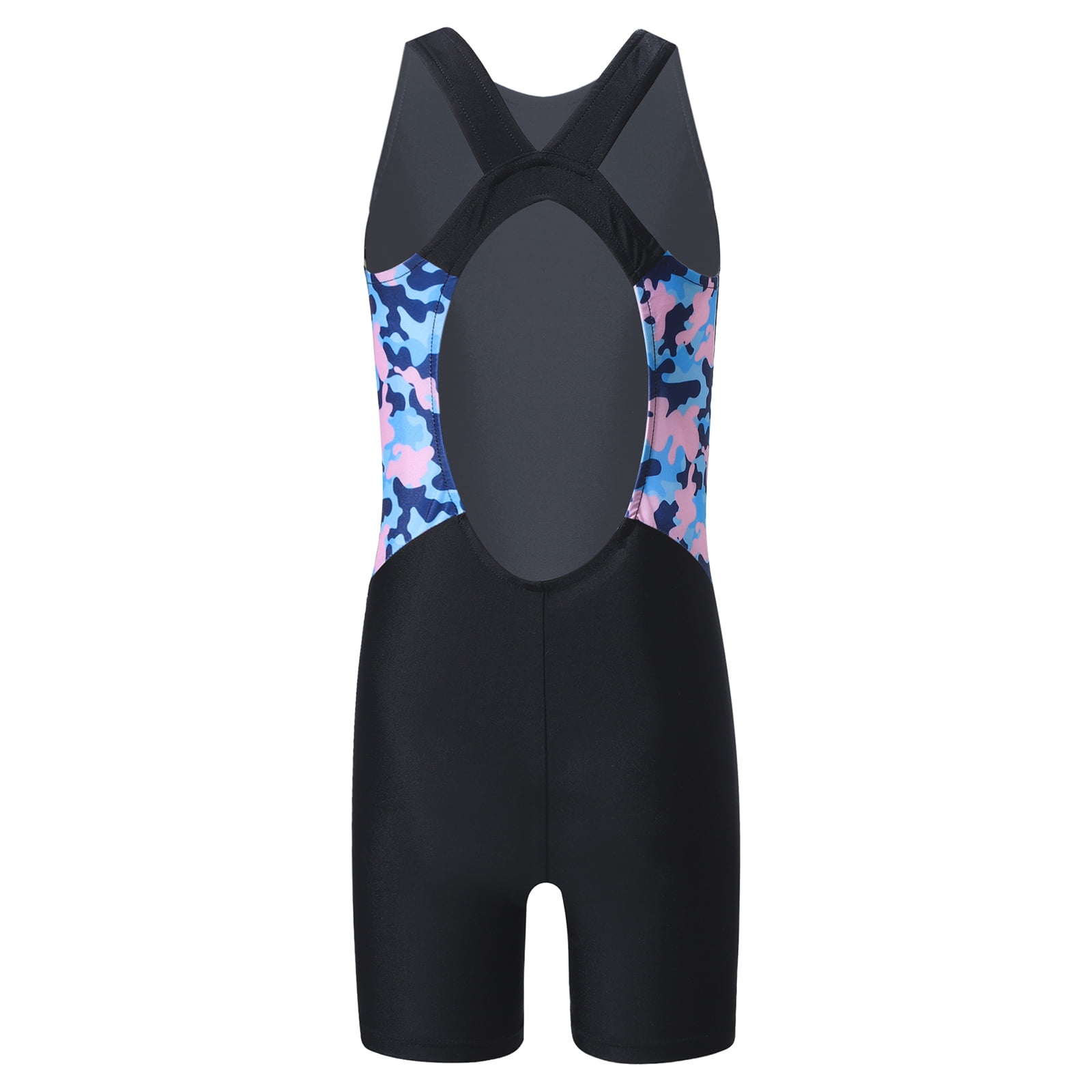 YUUMIN Athletic One Piece Boyleg Swimsuit for Girls Racer Back Biketard ...
