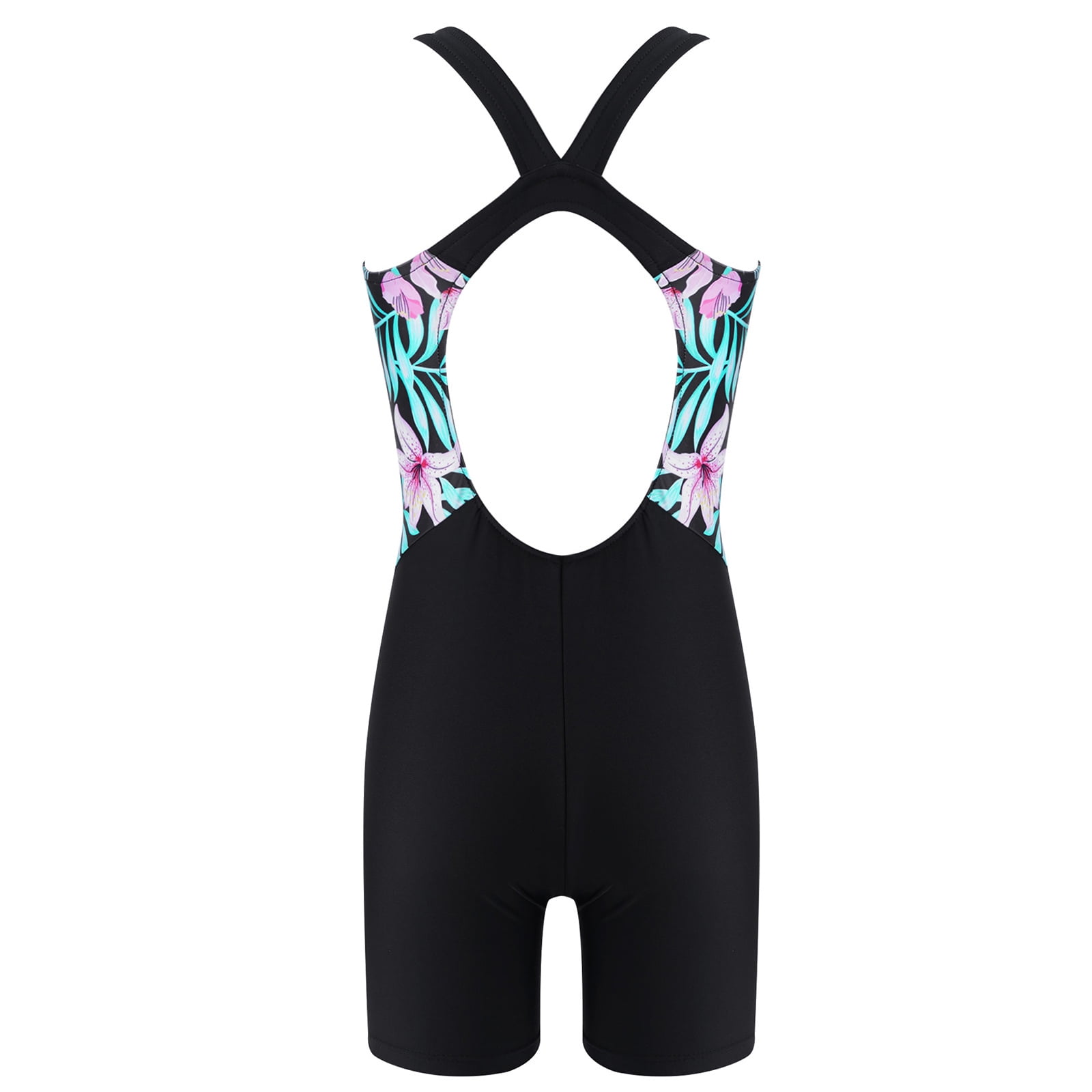 YUUMIN Athletic One Piece Boyleg Swimsuit for Girls Racer Back Biketard ...