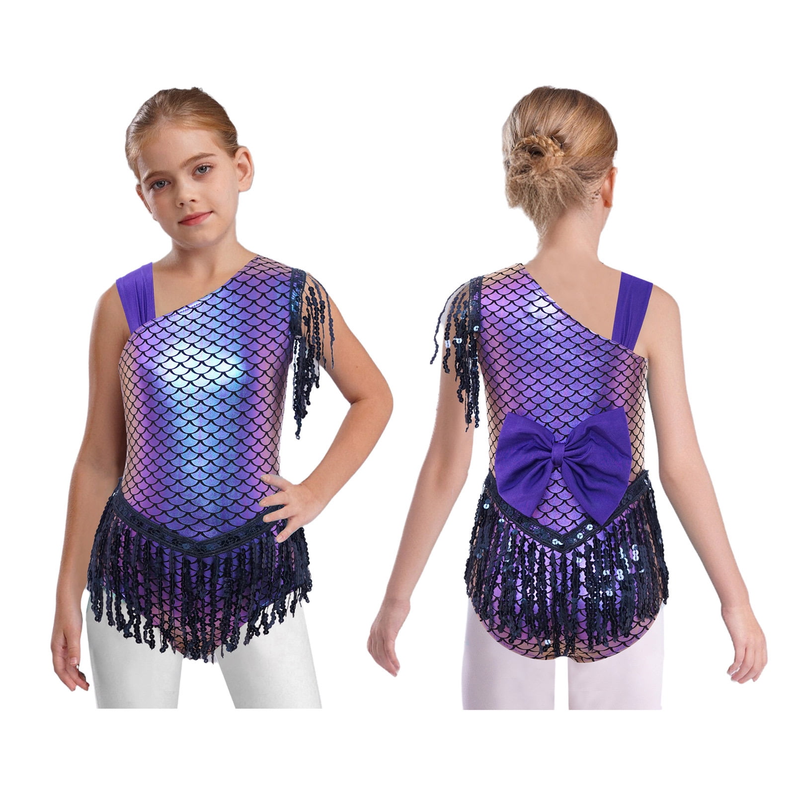 YUUMIN Fish Scales Gymnastics Leotards for Girls Ballet Unitards Kids ...