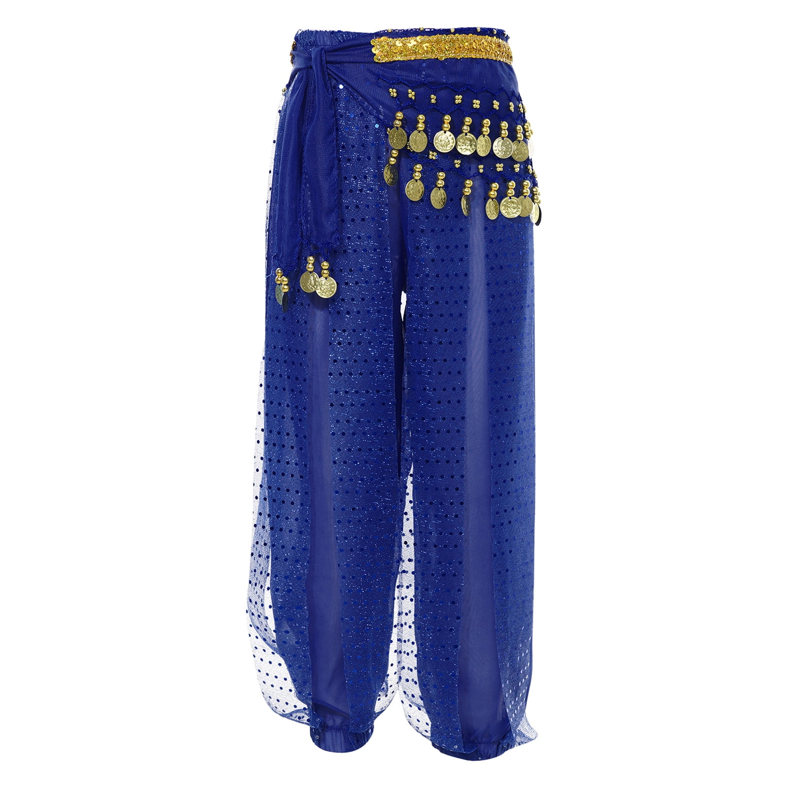 YUUMIN Girls Belly Salsa Dance Pants Sequined Bloomers with Hip Scarf ...
