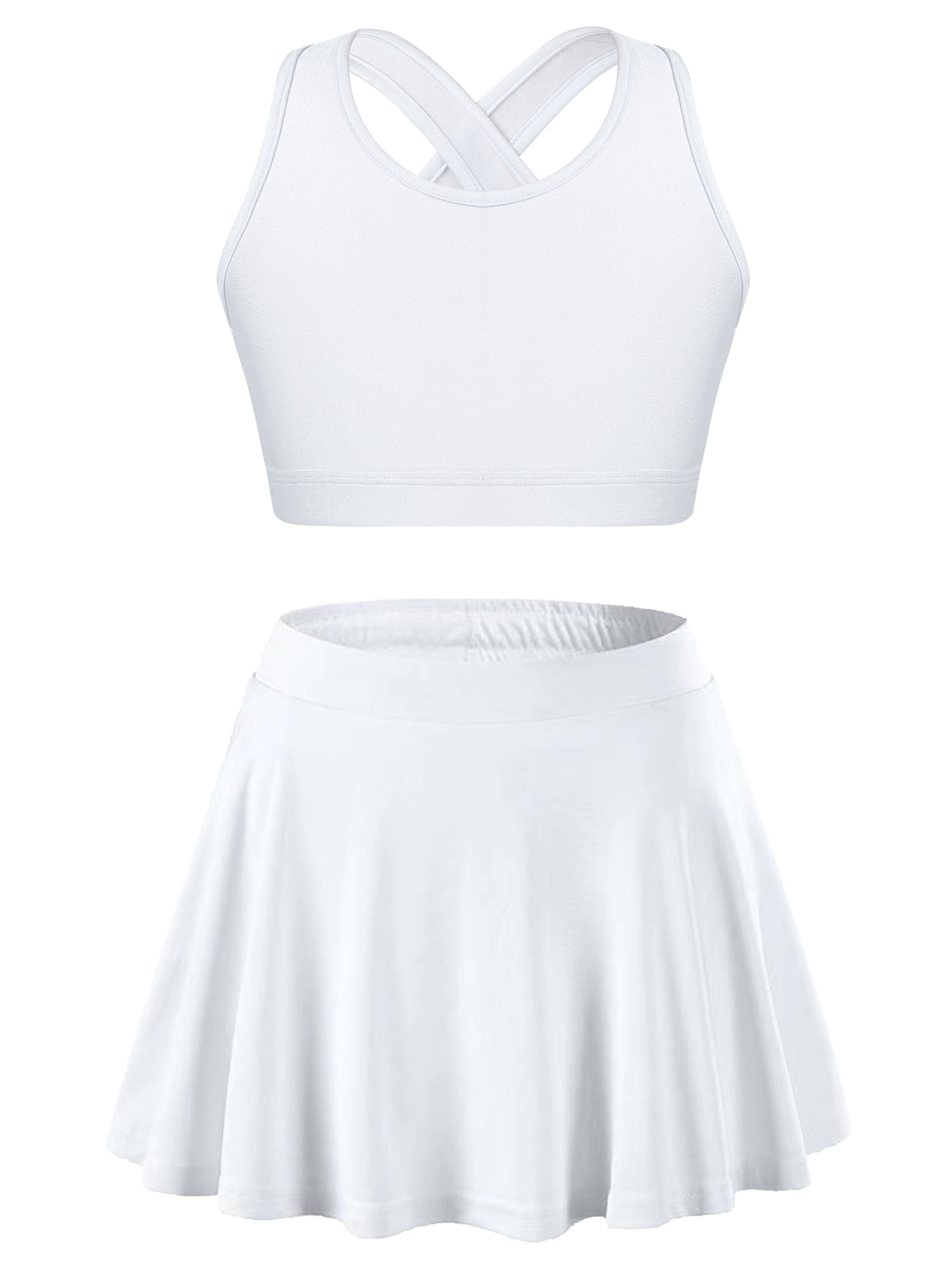YUUMIN Girls Dance Tank Top with Dancing Flowy Skirt Set Ballet ...