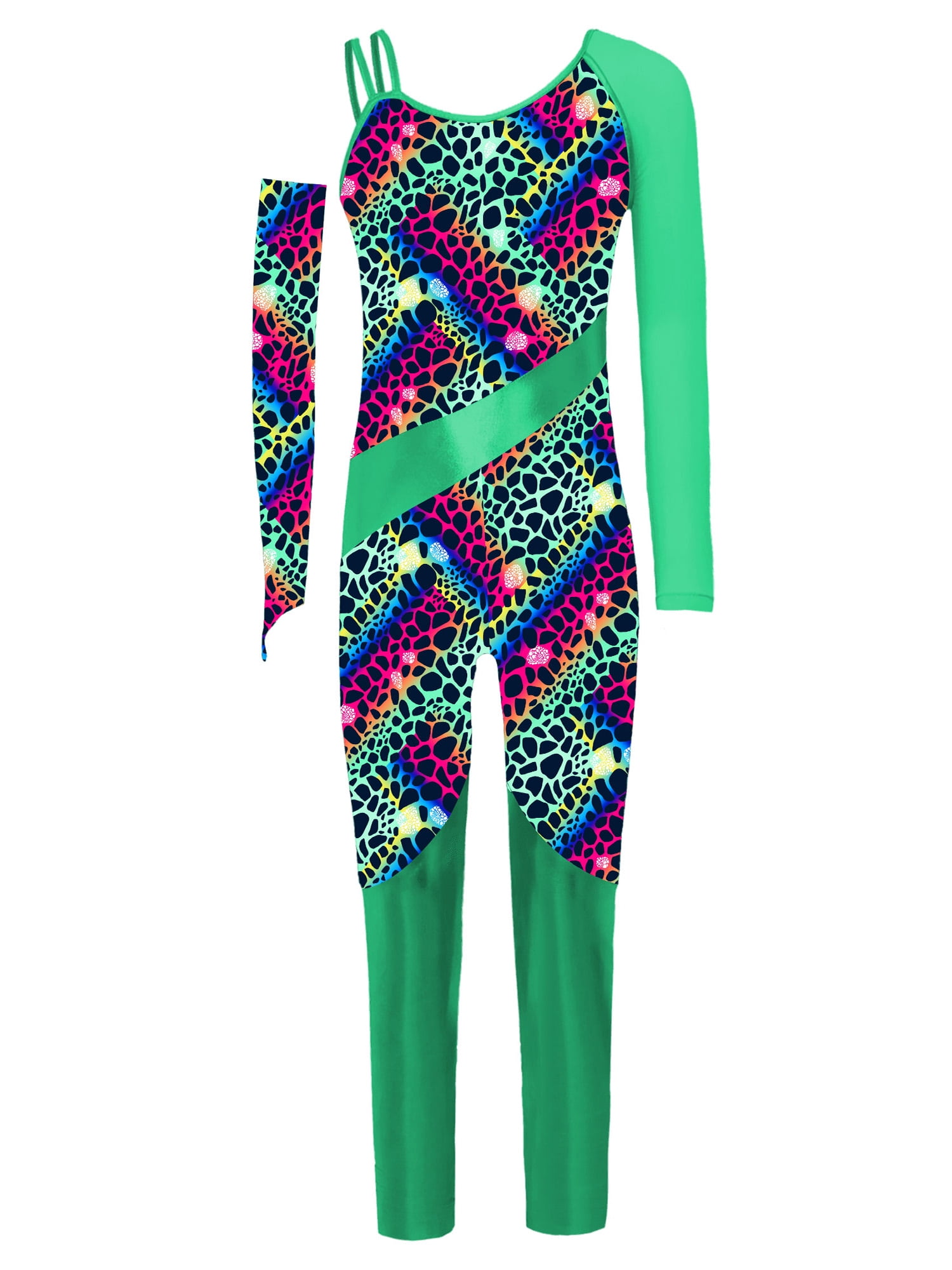 YUUMIN Girls Leopard Print Gymnastics Leotard Kids One Piece Yoga Dance ...
