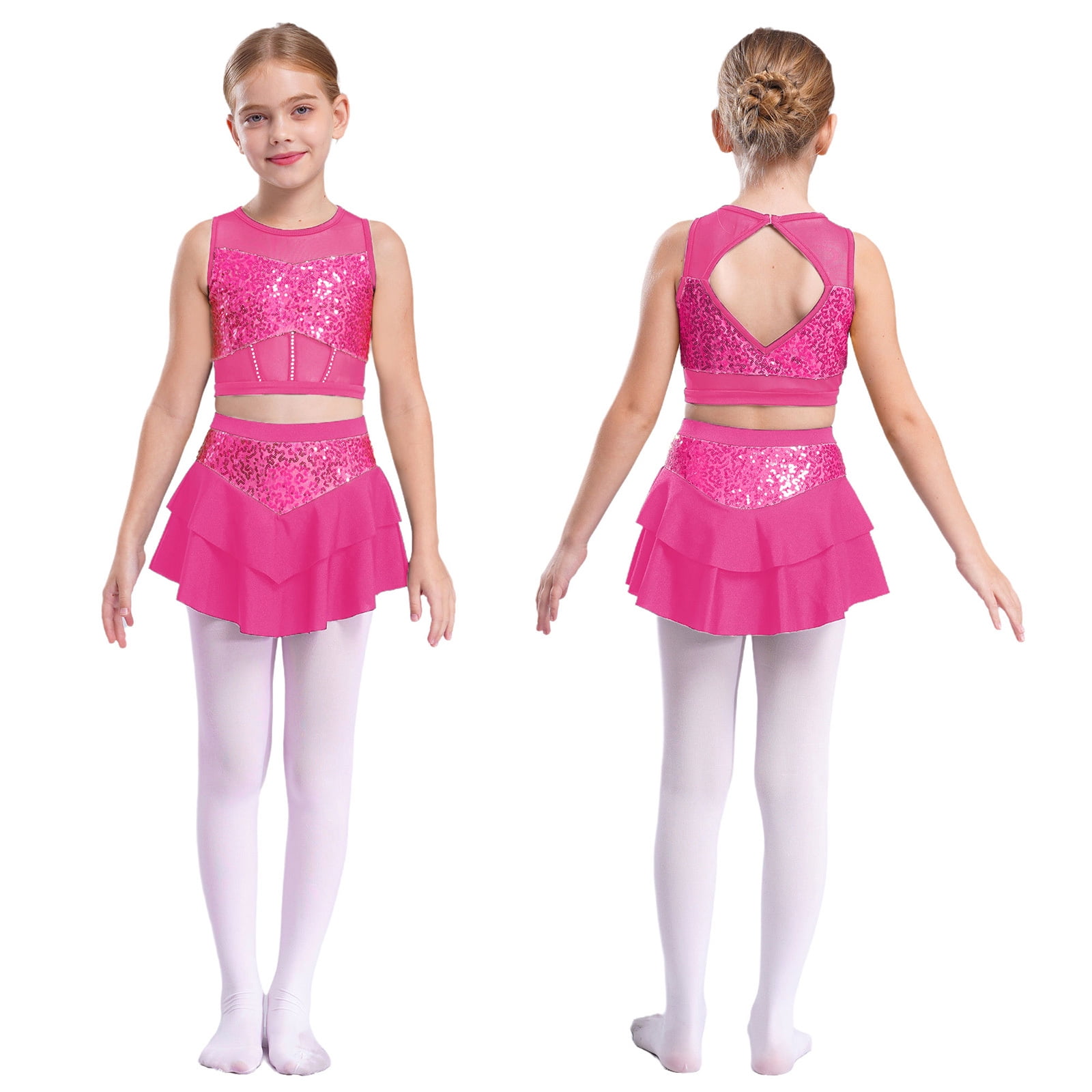 YUUMIN Girls Sequined Modern Dance Outfit Jazz Latin Lyrical Dance ...
