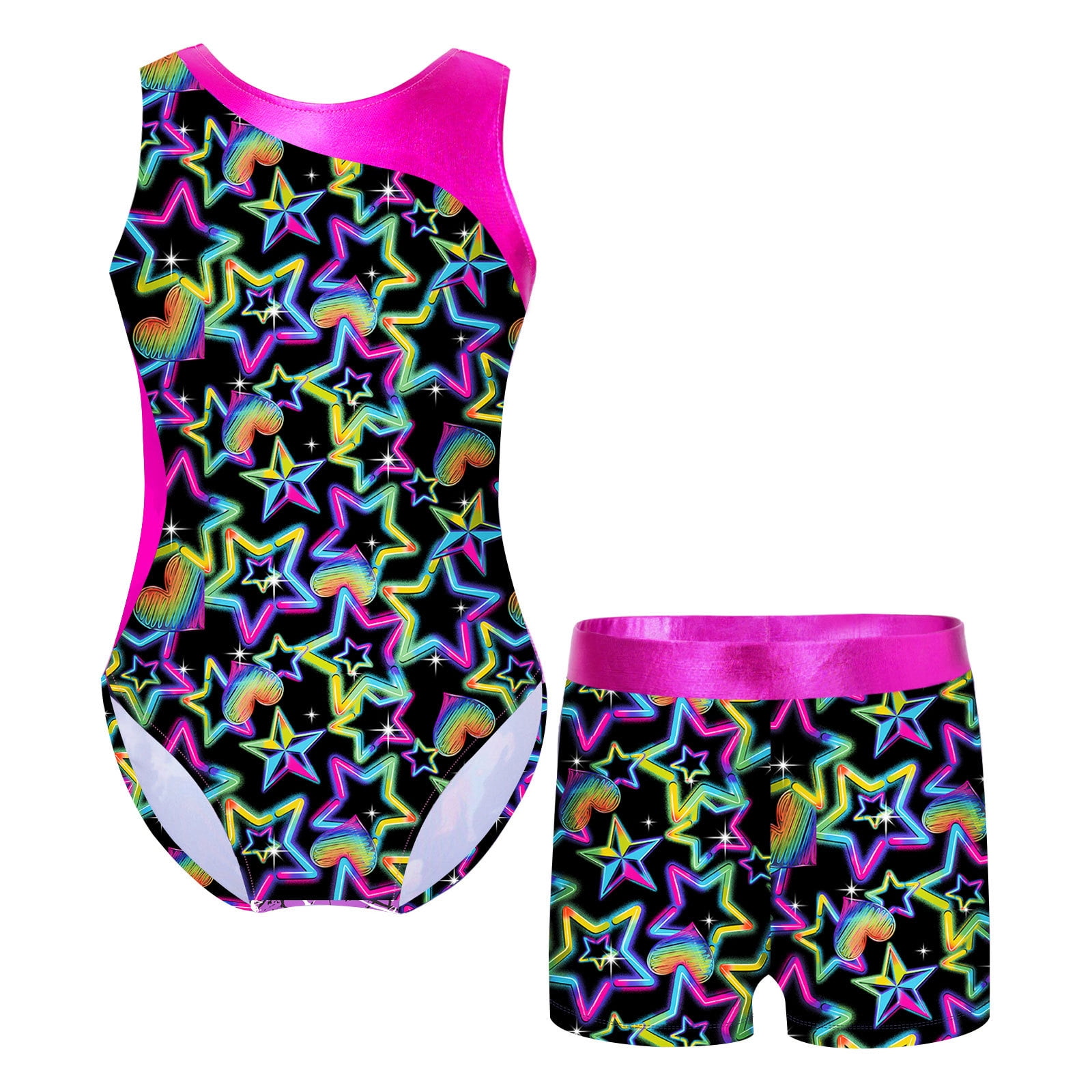 YUUMIN Gymnastics Unitards for Girls Metallic Sleeveless Tank Leotard ...