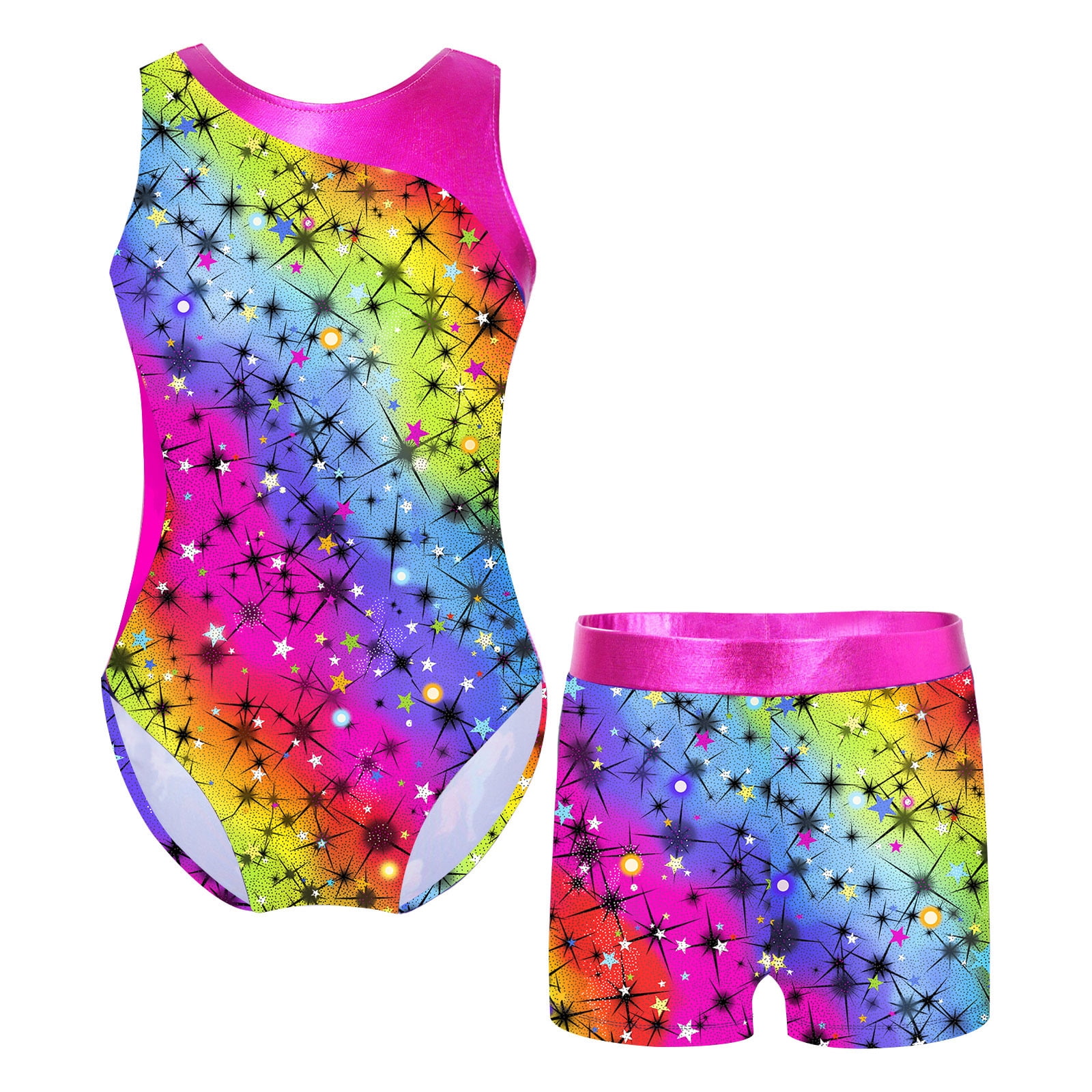 YUUMIN Gymnastics Unitards for Girls Metallic Sleeveless Tank Leotard ...