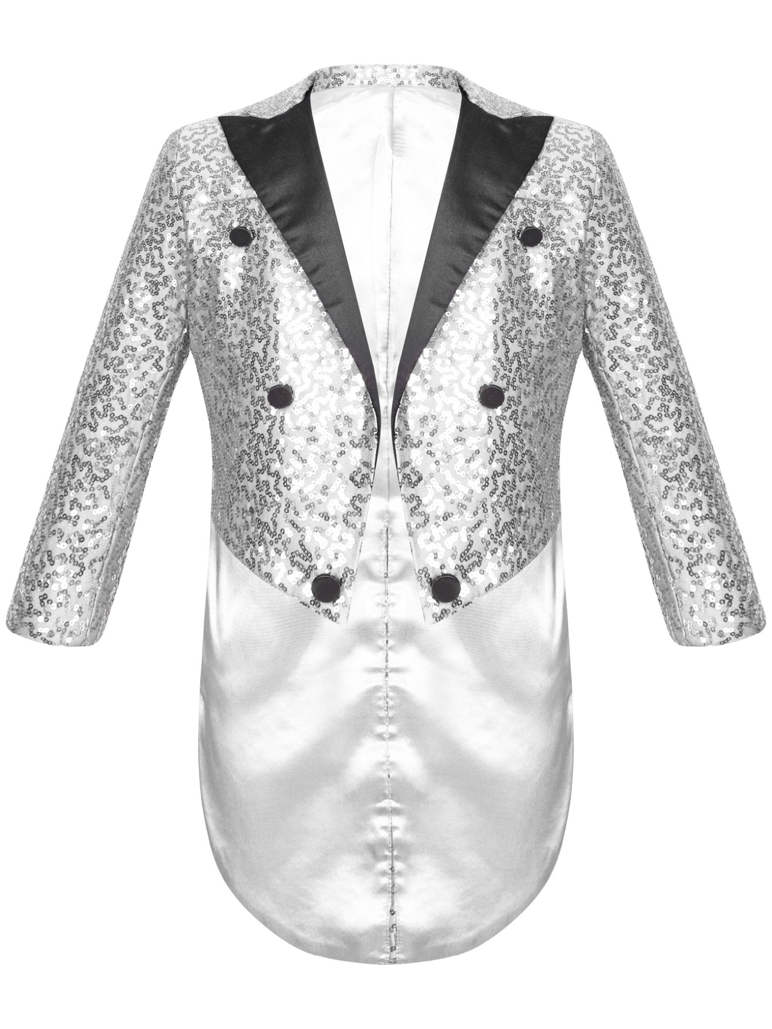 YUUMIN Kids Boys Sequins Tuxedo Jacket Suit Tailcoat Swallowtail Blazer ...