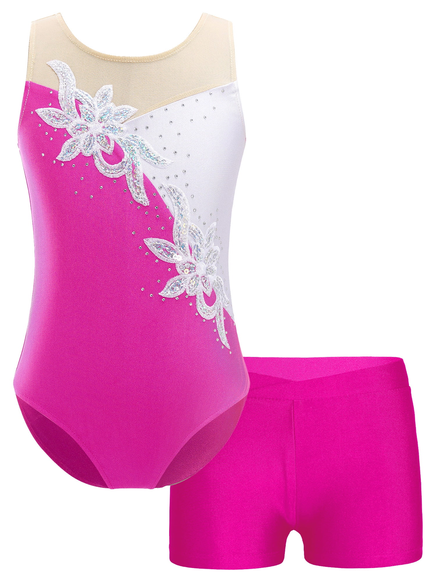 YUUMIN Kids Girls 2 Pieces Ballet Dance Outfits Gymnastics Leotard with ...